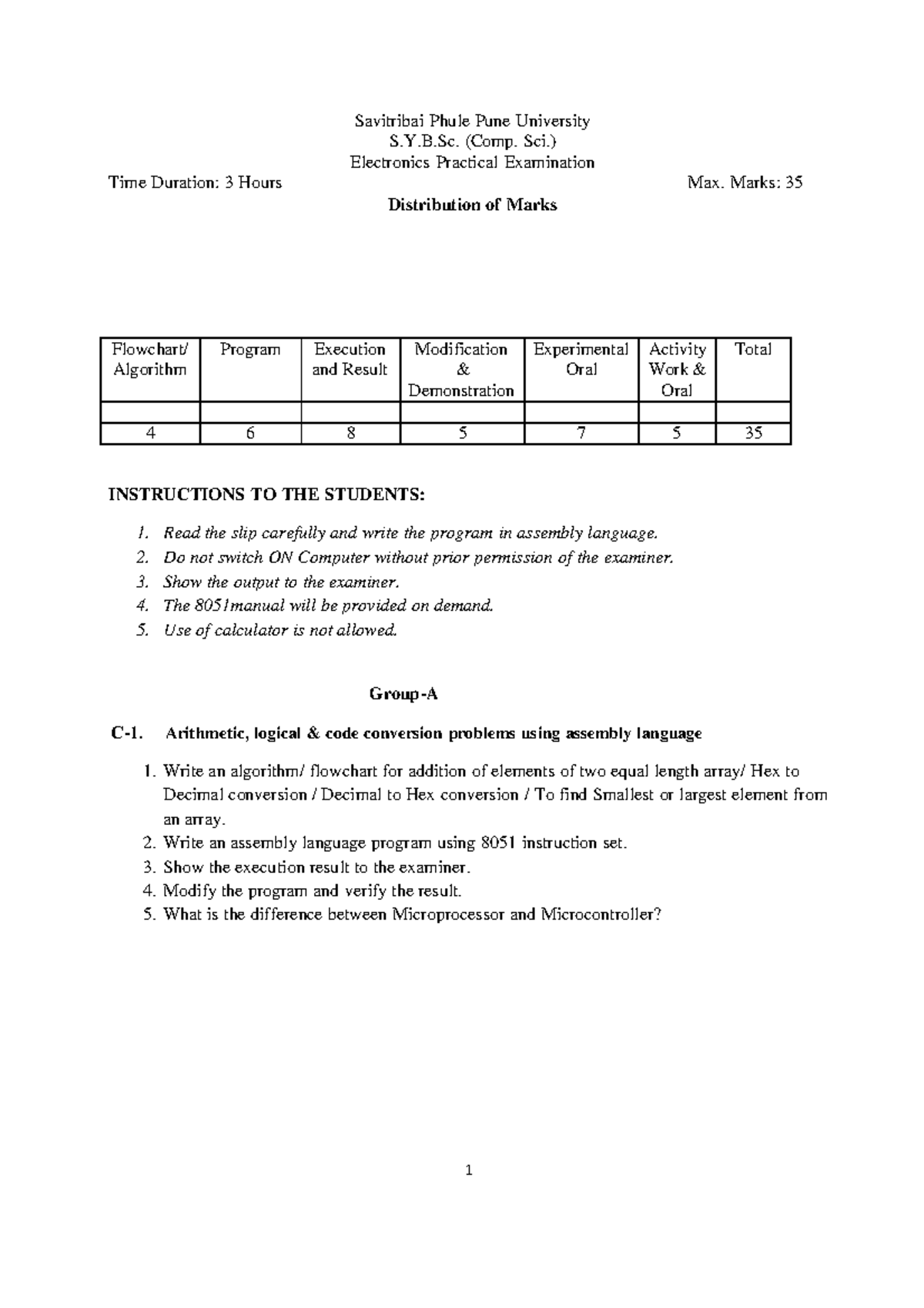 S.Y.B.Sc. (Comp. Sci.) Electronics Practical Exam Guide 2020 - Studocu