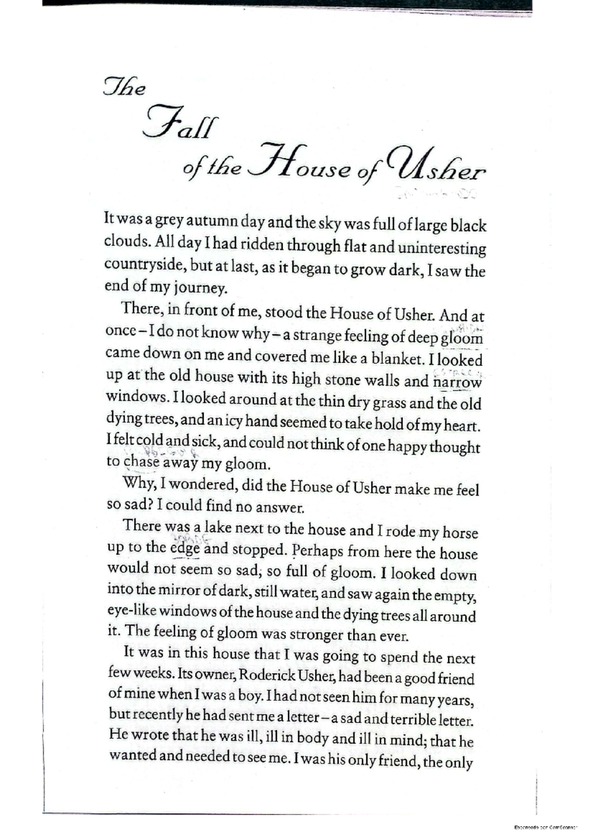 The Fall of the House of Usher: A Tale of Gloom and Terror - Studocu