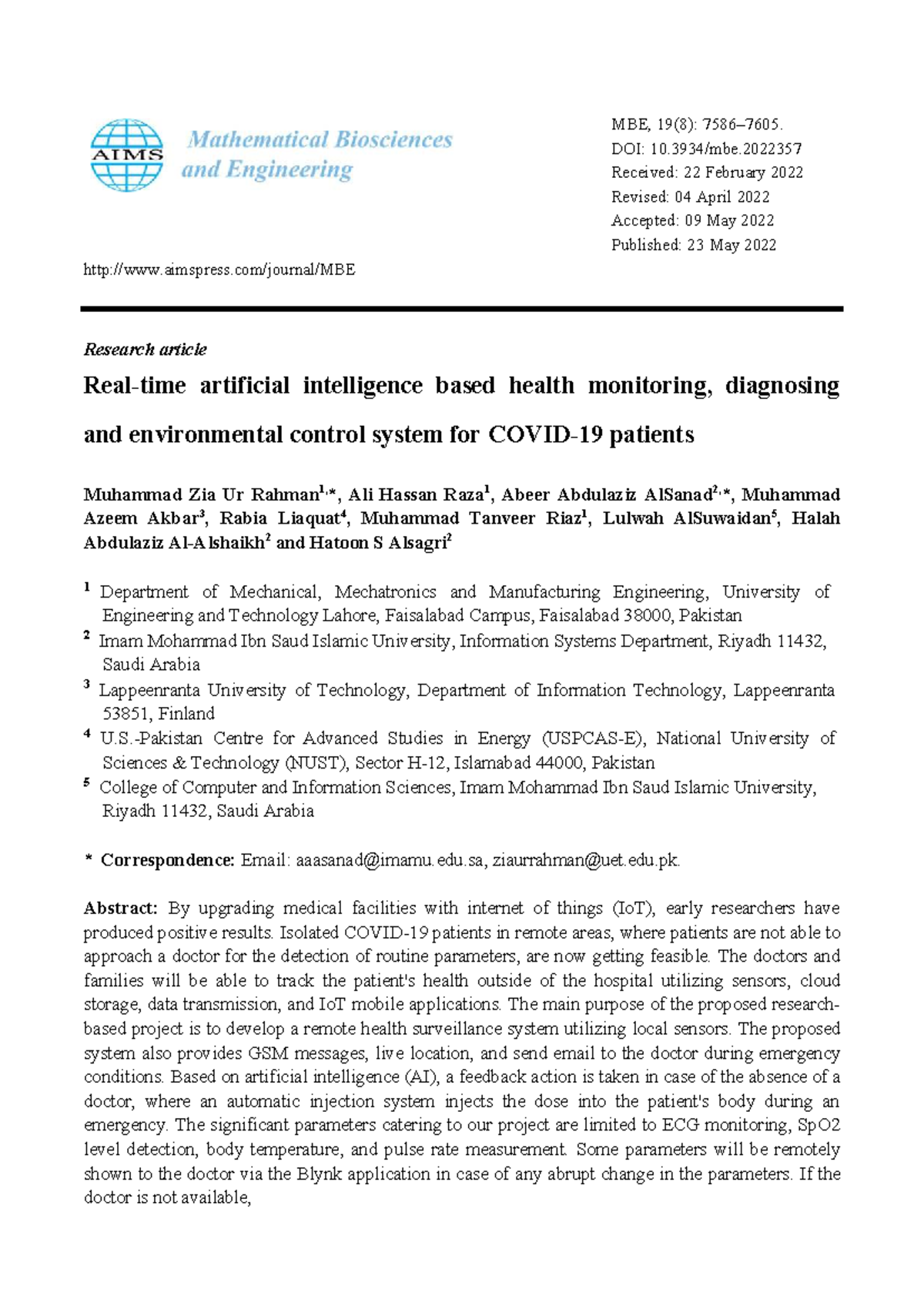 AI-Based Health Monitoring System: IoT Integration for Patient Care ...
