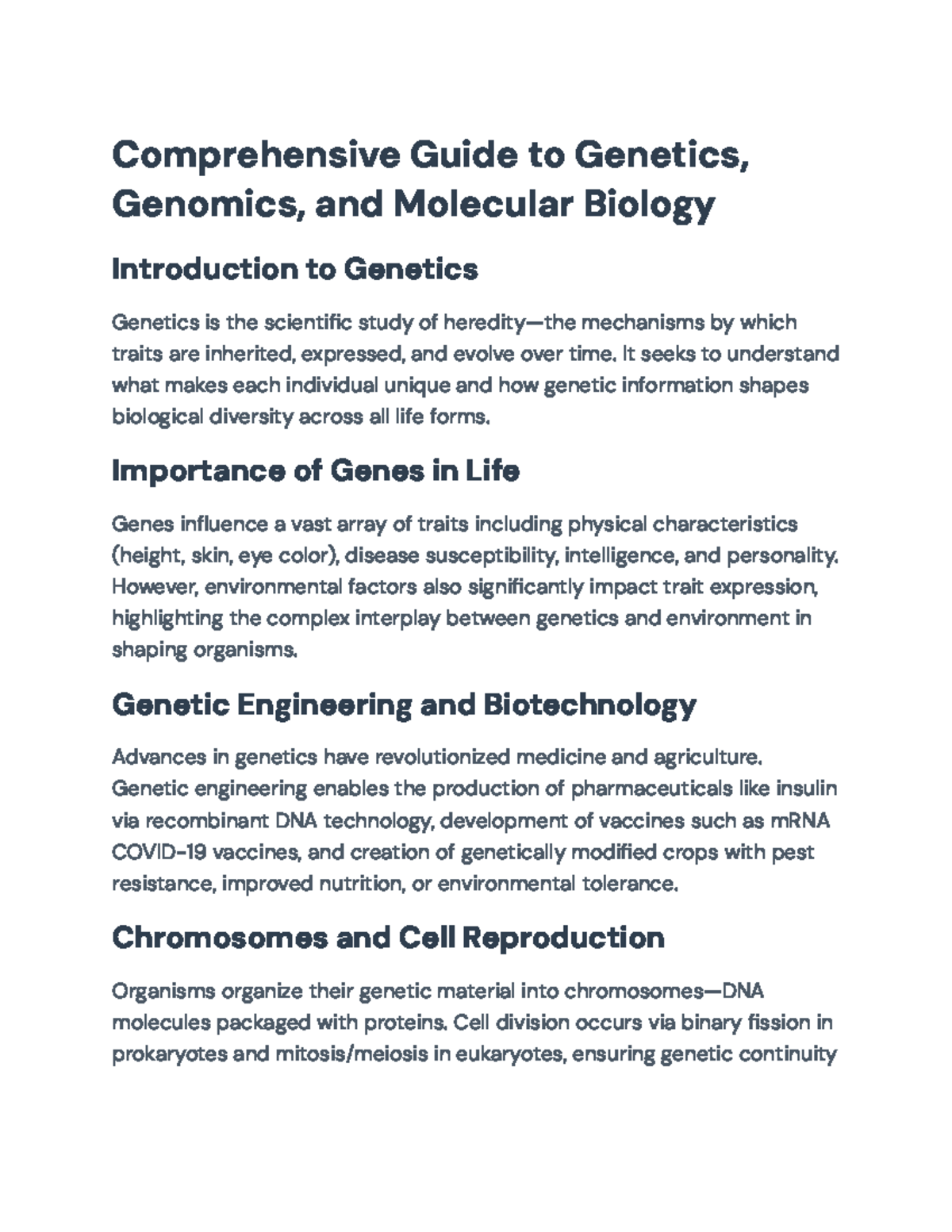 Comprehensive Guide to Genetics and Molecular Biology (Genetics 101 ...