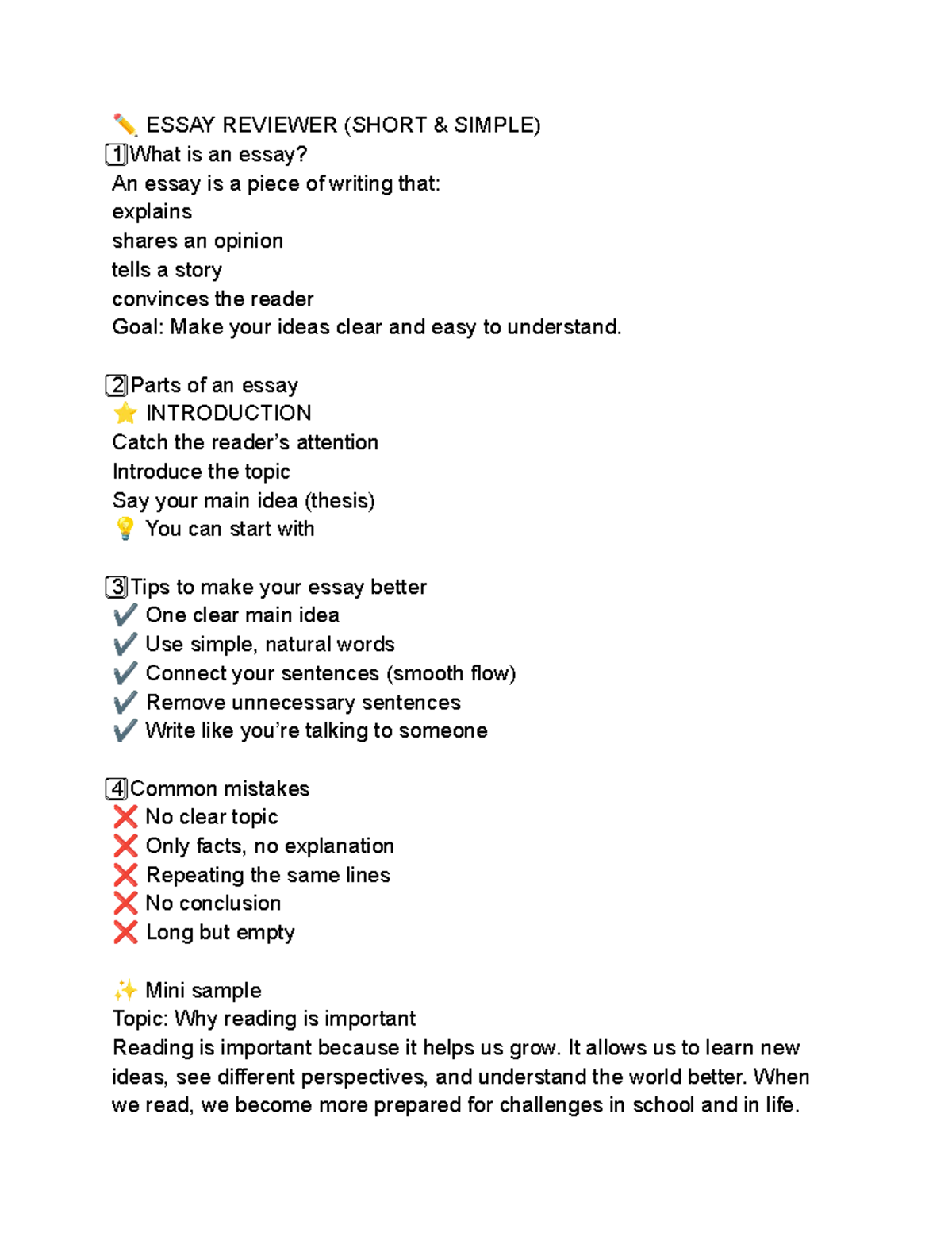 ESSAY REVIEWER: Tips for Writing Effective Essays - Studocu