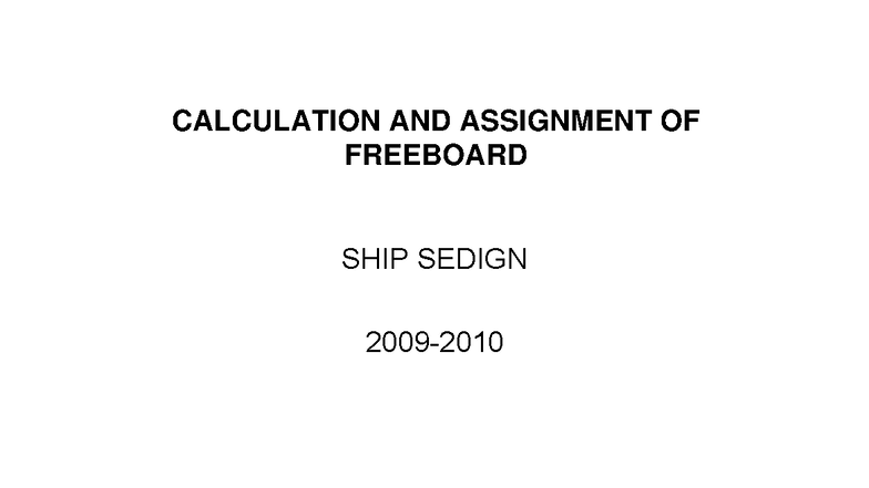 Freeboard Calculation and Assignment Exceptions - 2011 Guide - Studocu