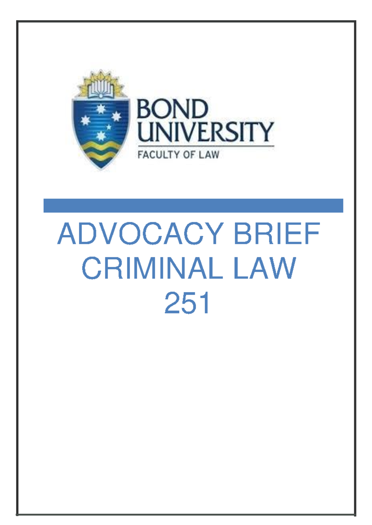 Advocacy Brief 251 - Sentencing Hearing Exercise Overview - Studocu
