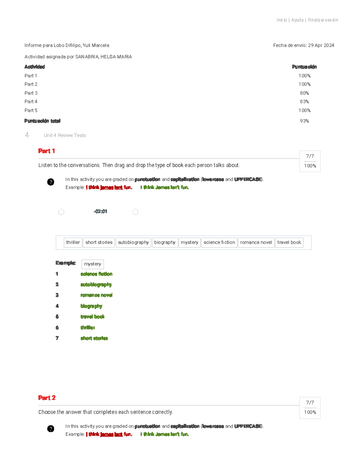 Unit 4 General Test Review – Ingles IV A051 – My English Lab 2024 - Studocu