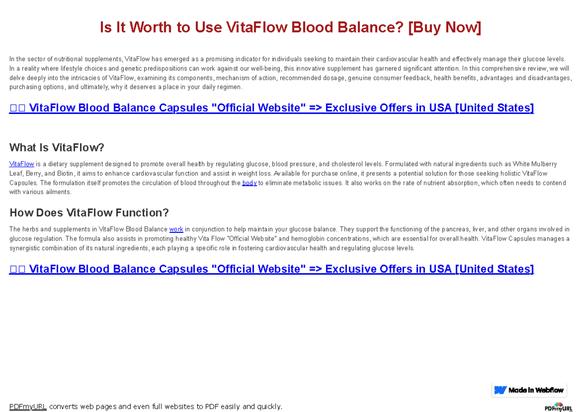 VitaFlow Blood Balance Review: Health Benefits & Effectiveness ...