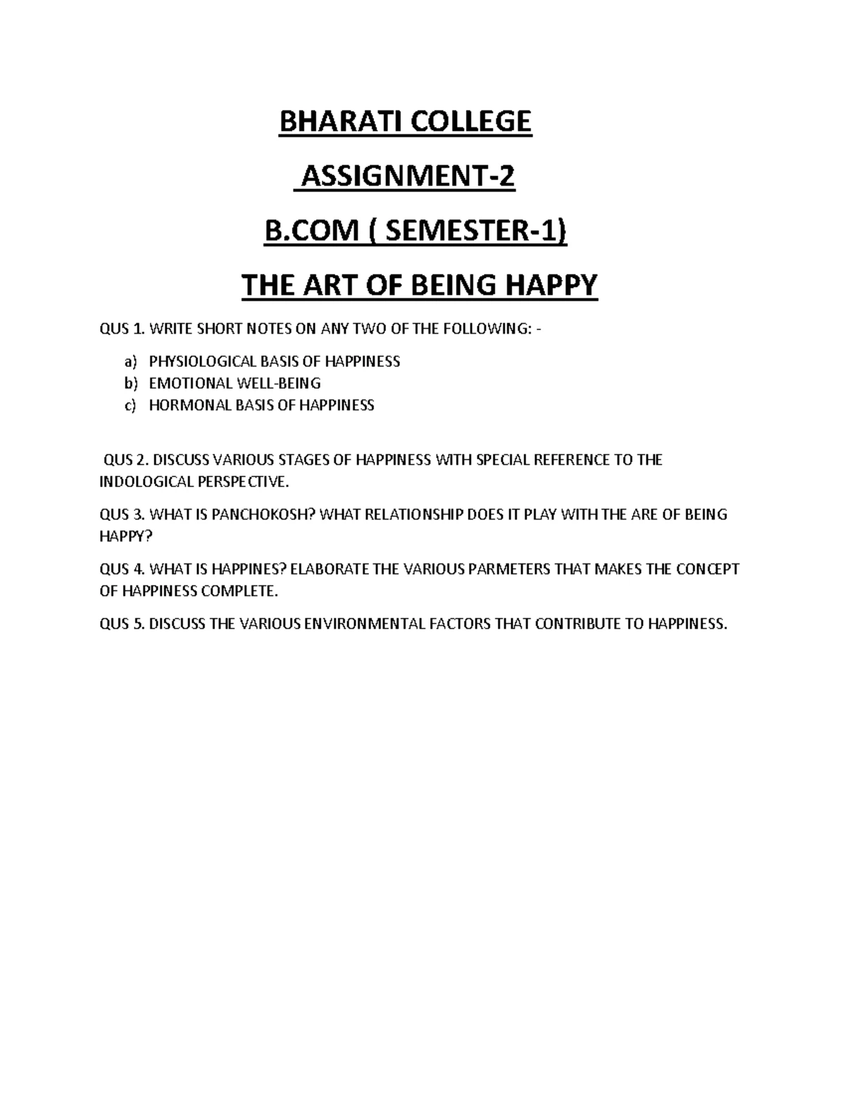 Vac notes 1 - summary of unit 4 - VAC The Art of Being Happy The course ...