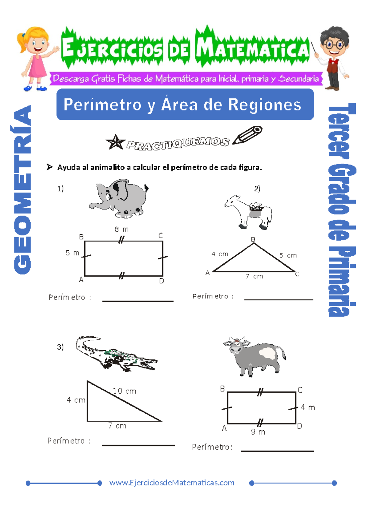 Perímetro y Área de Figuras - Tercer Grado de Primaria - Studocu