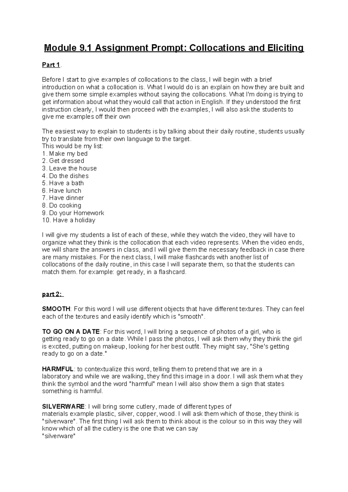 Module 9.1: Understanding Collocations and Eliciting Techniques - Studocu
