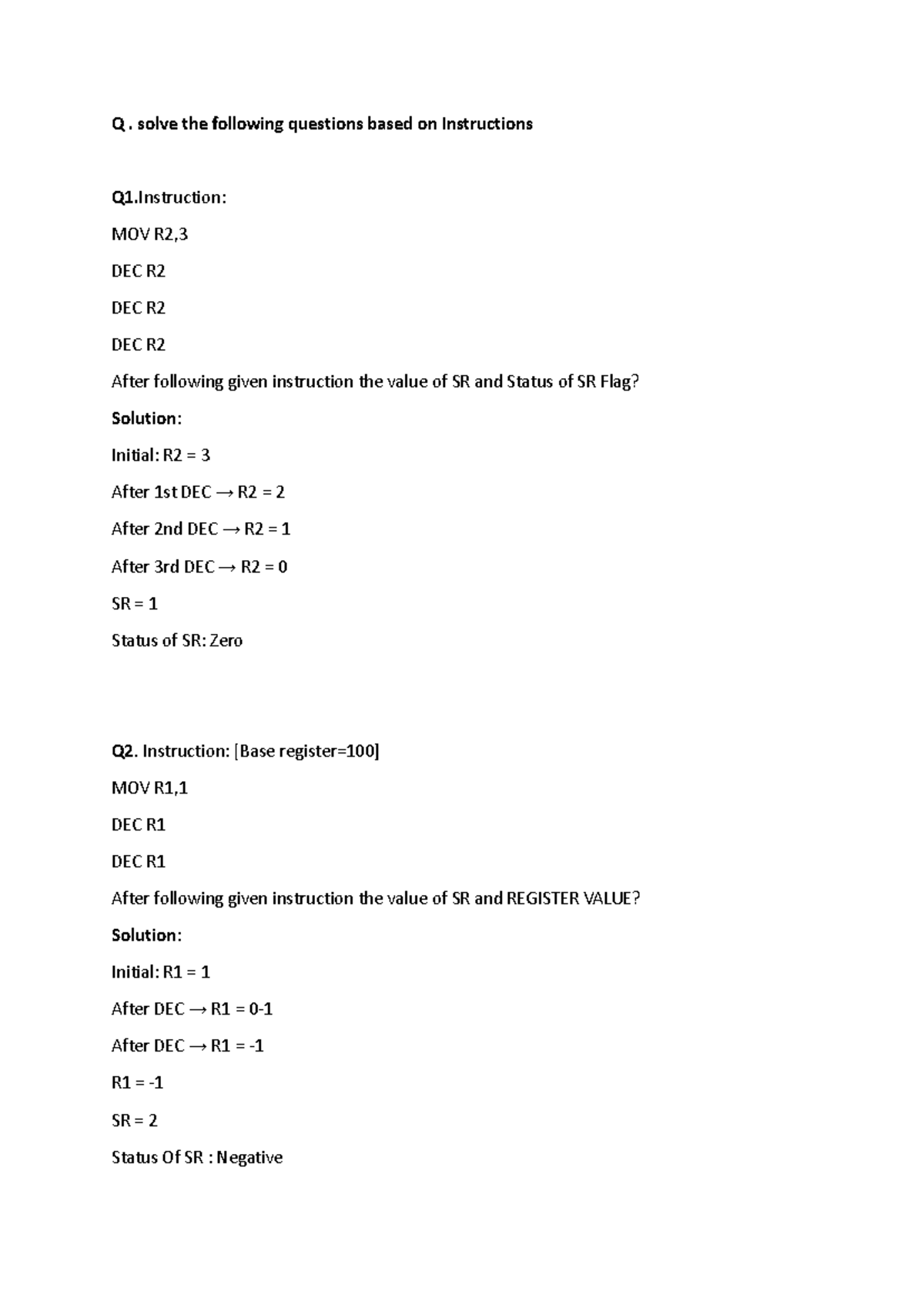 C0 Machine Instruction Sample Questions and Solutions - Studocu
