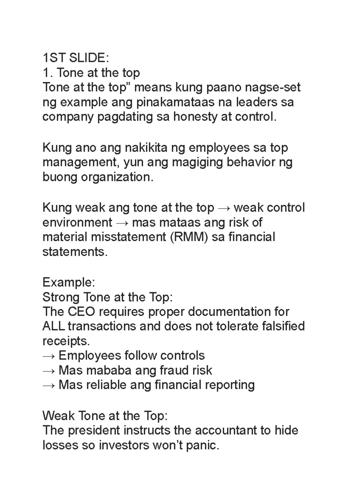 Internal Control Environment Analysis for ACC 101 - Studocu