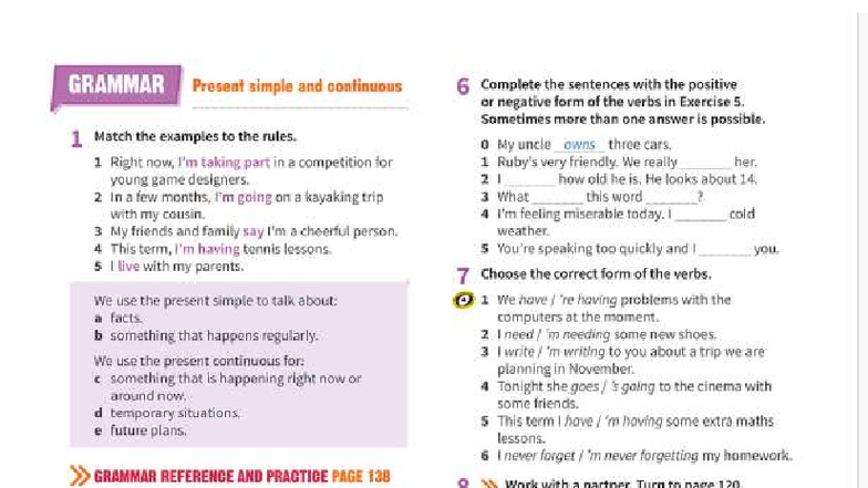 GRAMMAR: Present Simple & Continuous - Unit 1, B1 Level Notes - Studocu