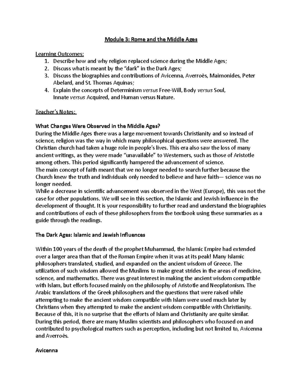Module 3: The Role of Religion and Philosophy in the Middle Ages - Studocu