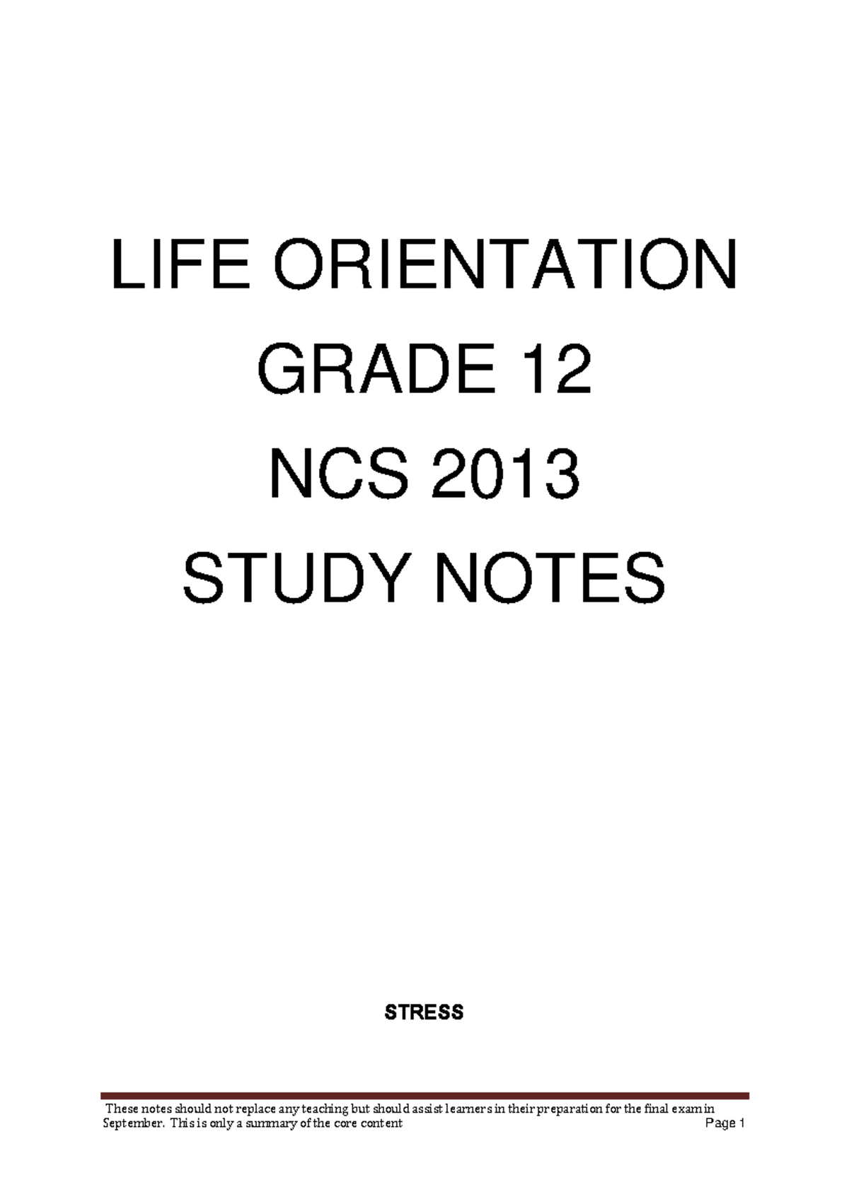 LIFE Orientation Grade 12 Guide FOR Learners IN Preparation - These ...