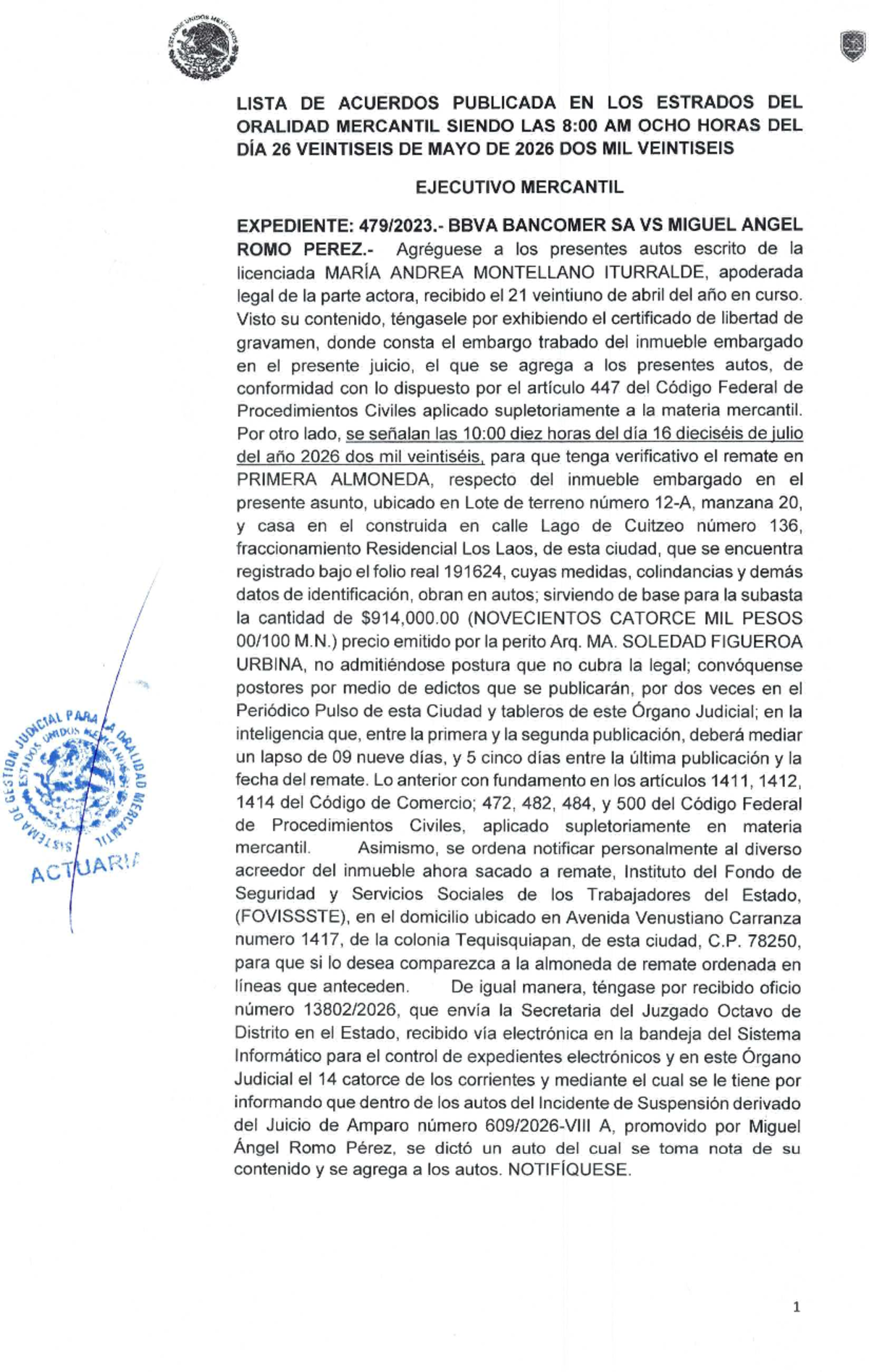 SGOM260526 - Lista de Acuerdos del Poder Judicial de San Luis Potosí ...