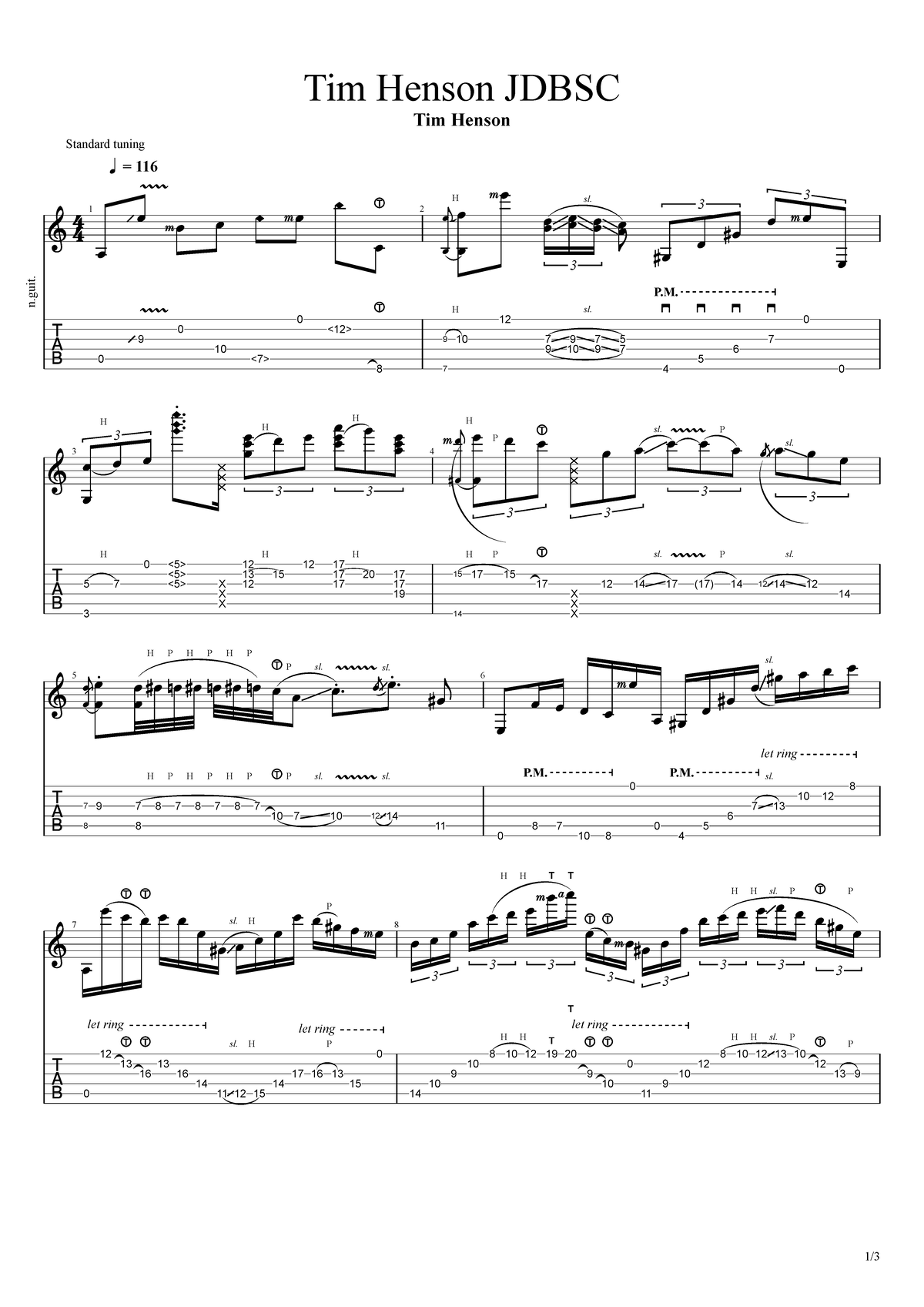 Tim Henson JDBSC Standard Tuning Guitar Tabs and Techniques - Studocu