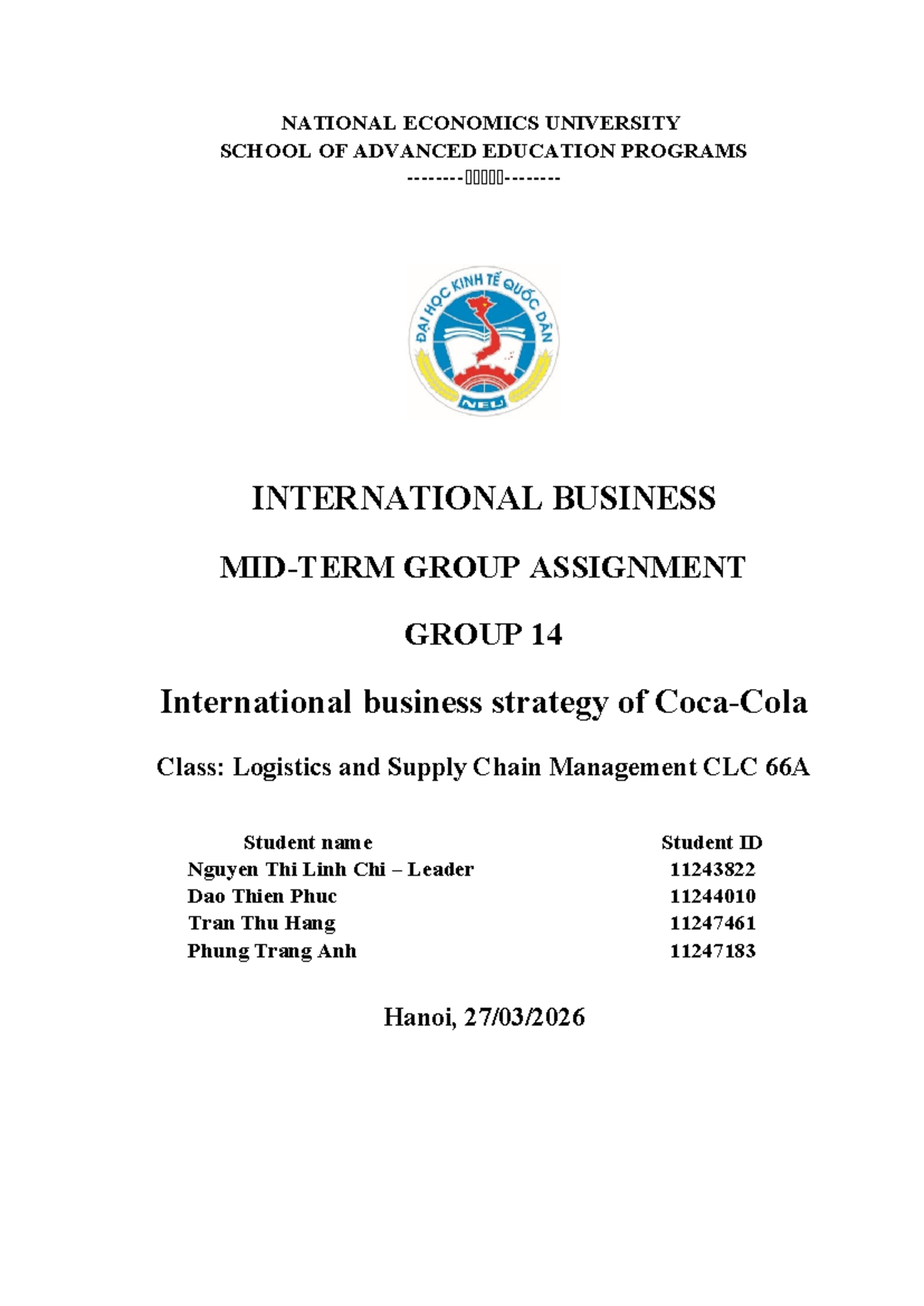 International Business Strategy Case Study: Logistics & Supply Chain ...