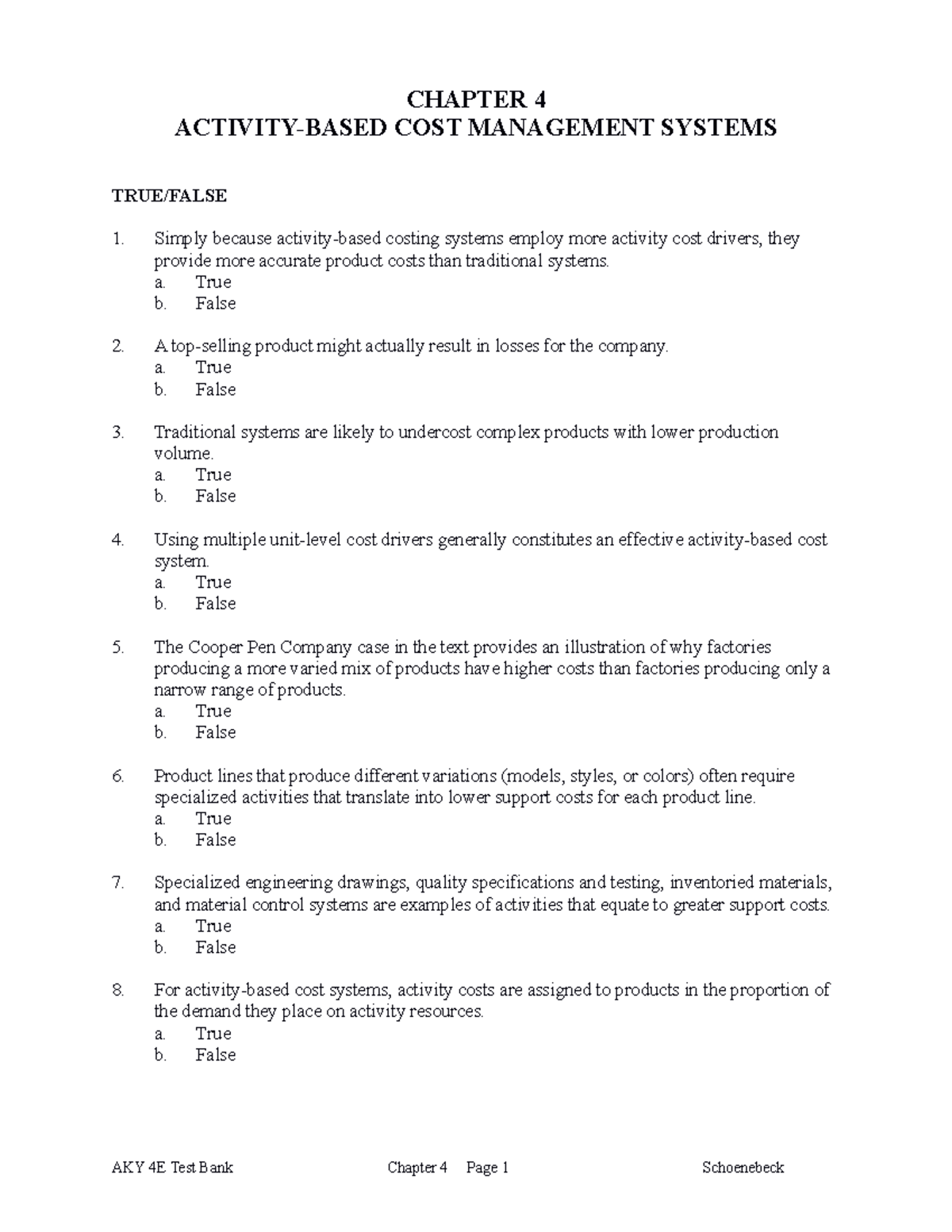 Ch04 tb - Activity-Based Cost Management Systems Overview - Studocu