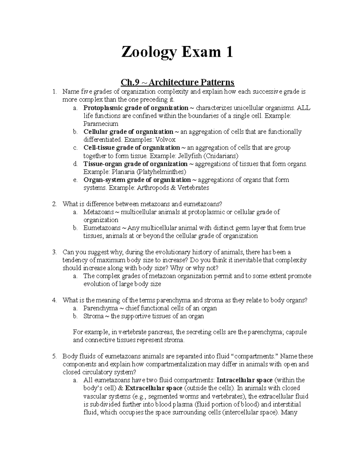 Zoology Exam 1: Grades of Organization, Taxonomy, and Phylogeny ...