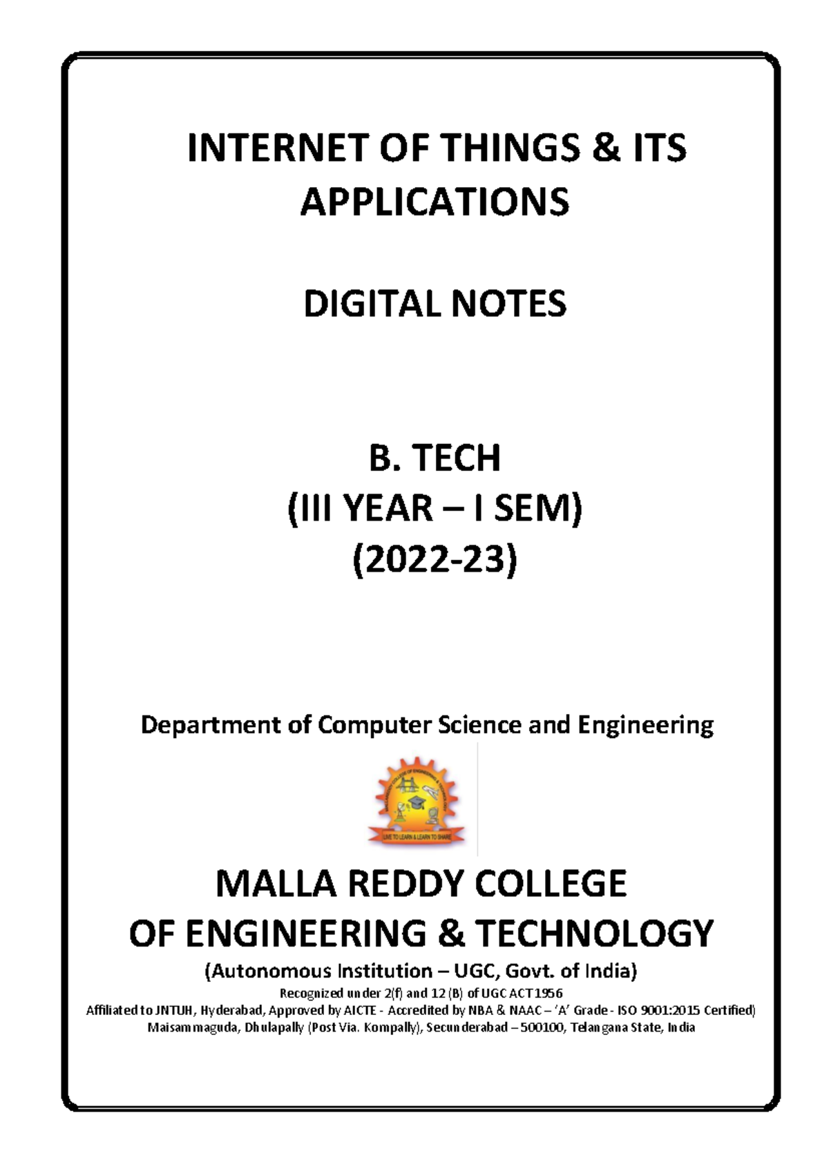 Internet OF Things - iot - INTERNET OF THINGS & ITS APPLICATIONS ...