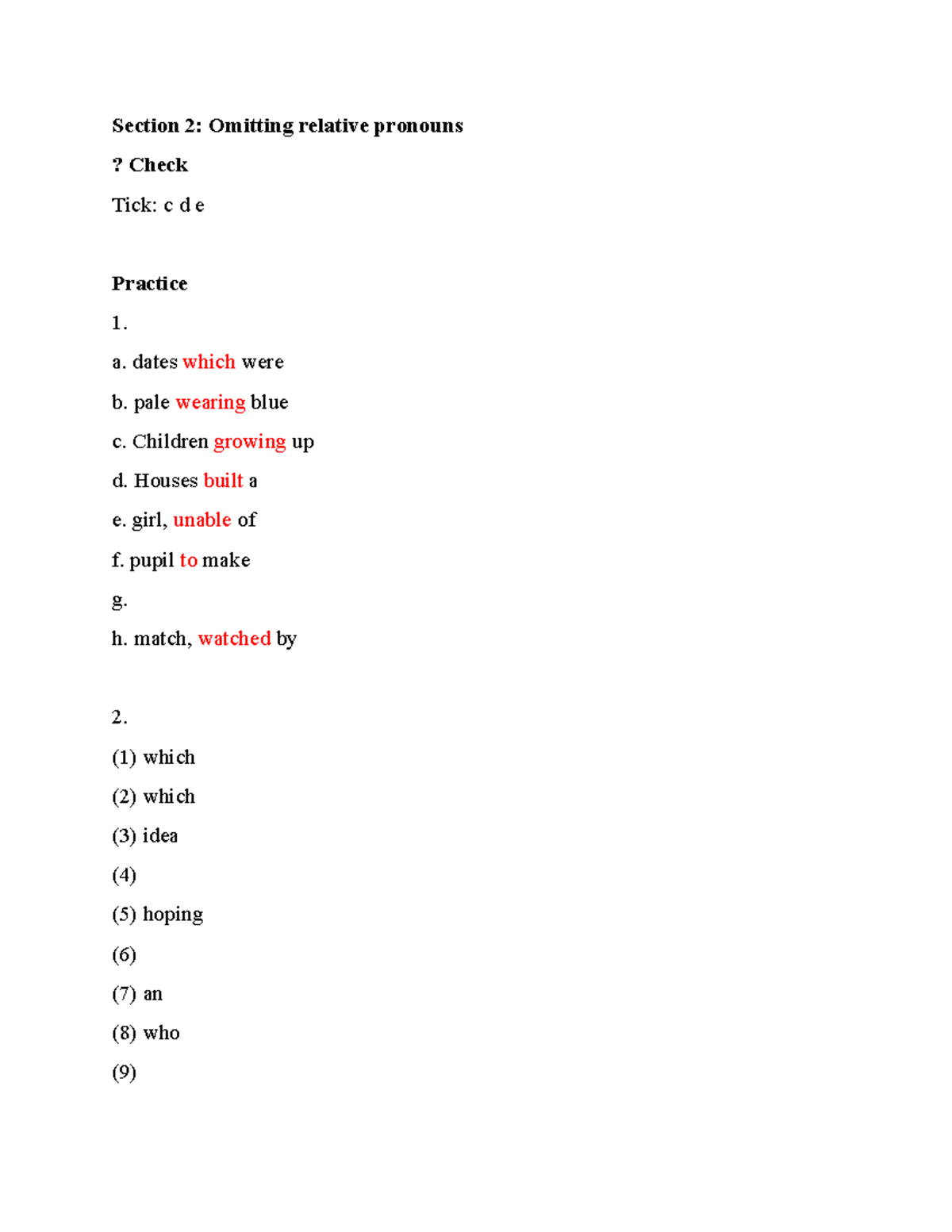 Advanced Relative Clauses Practice (Section 2) - Studocu
