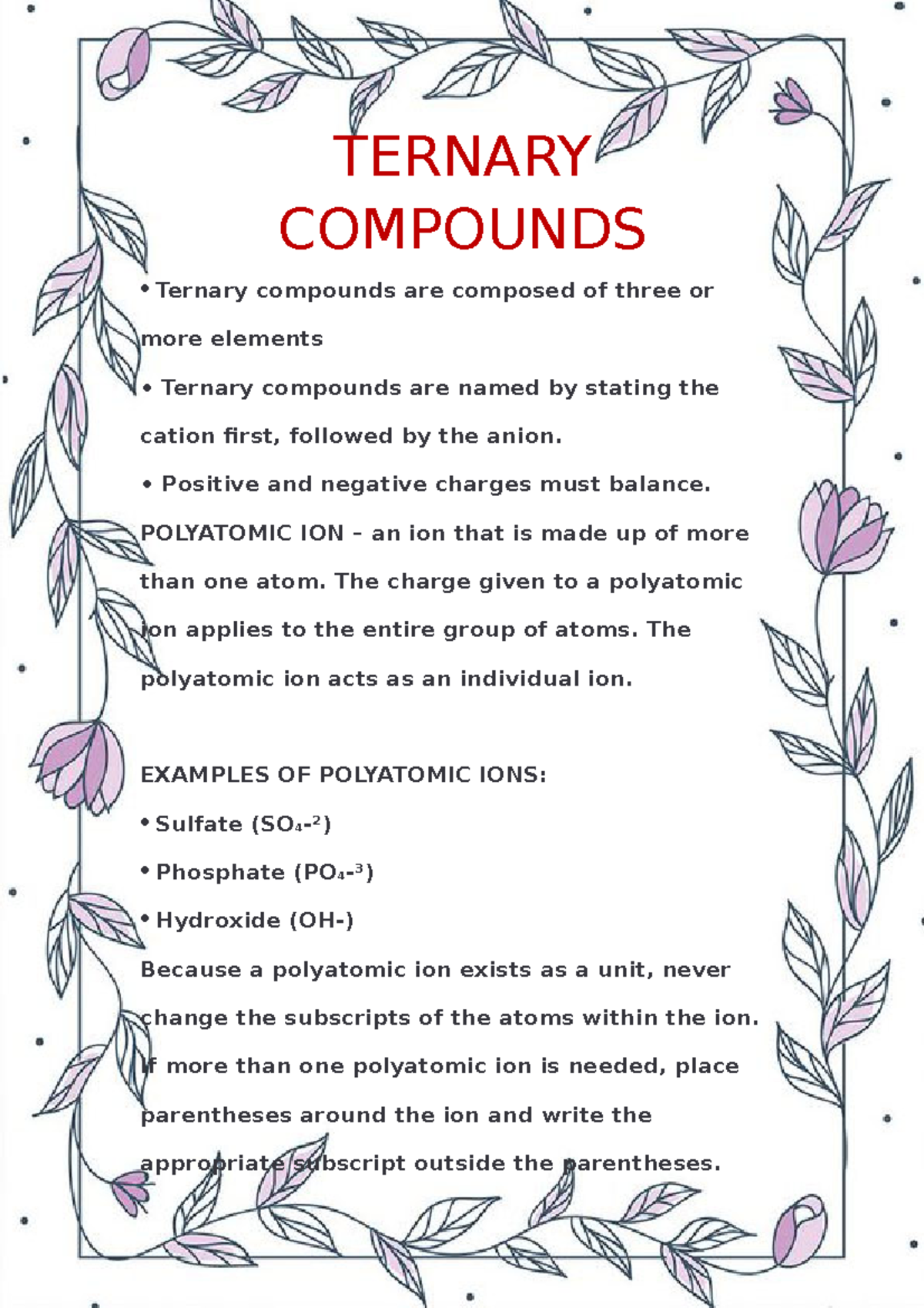Ternary Compounds - :)) - TERNARY COMPOUNDS Ternary compounds are ...