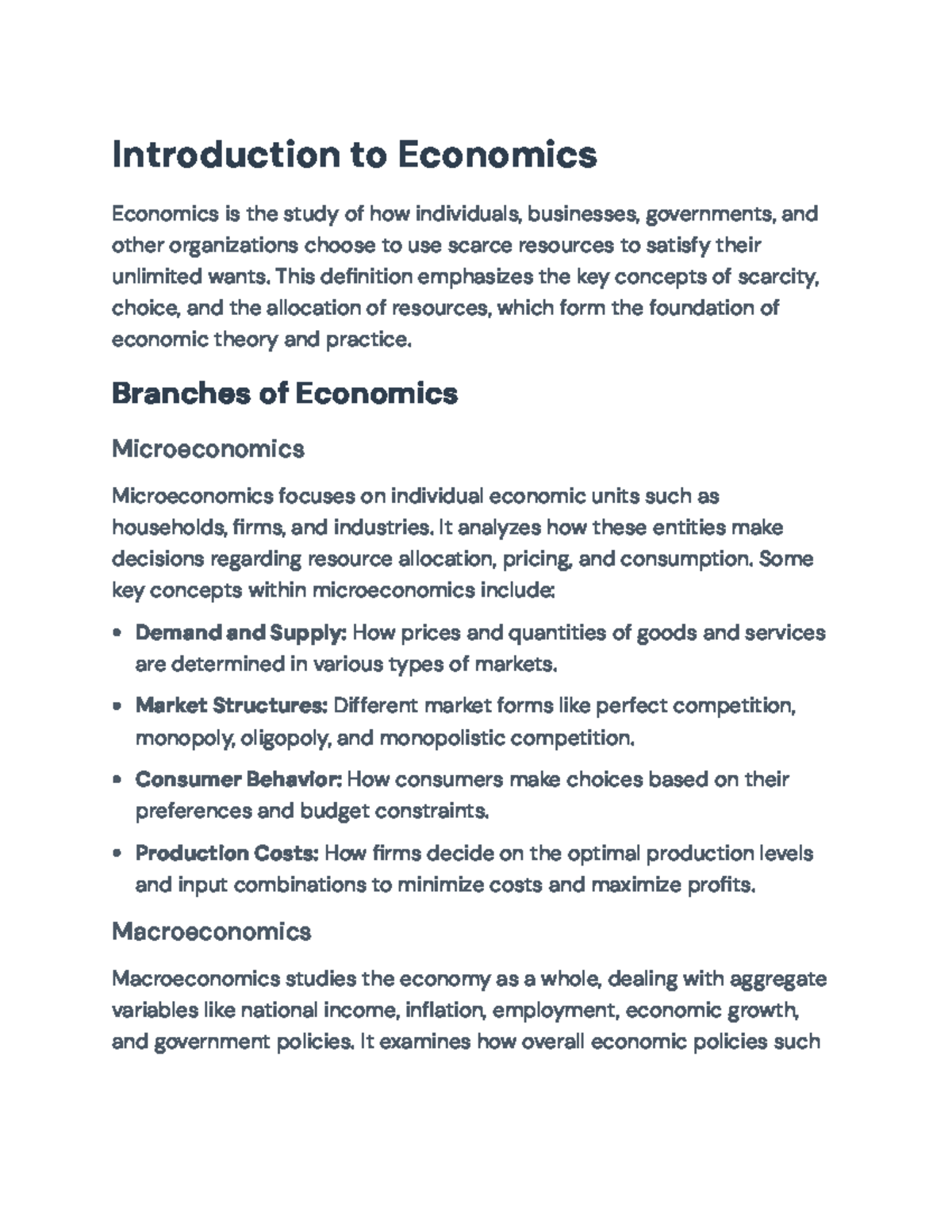 ECO 101: Intro to Economic Systems & Decision-Making Models - Studocu