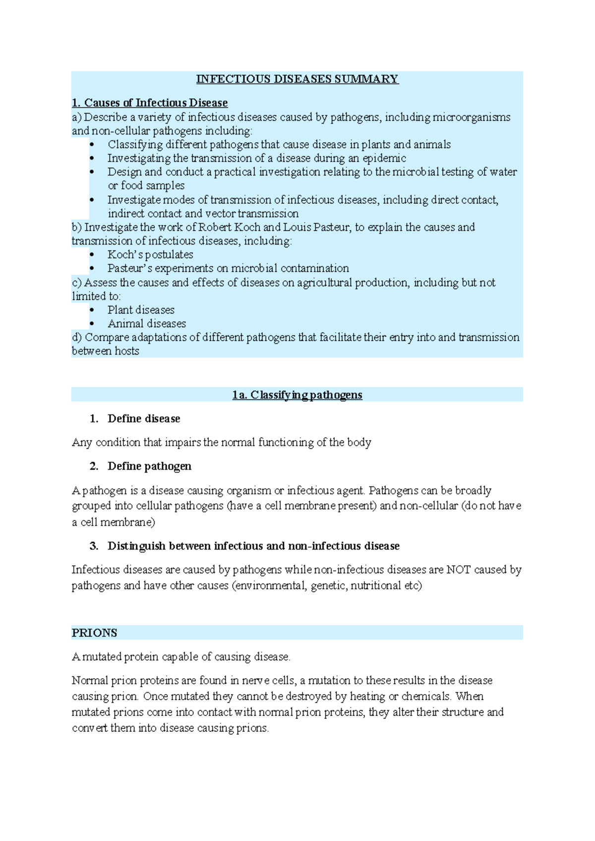 Final Summary of Infectious Diseases (Course Code: ID101) - Studocu