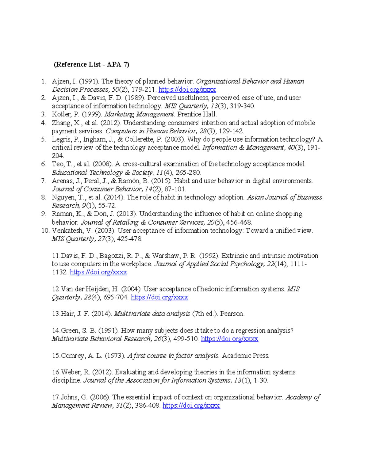 APA 7 Reference List for Information Technology Studies - Studocu