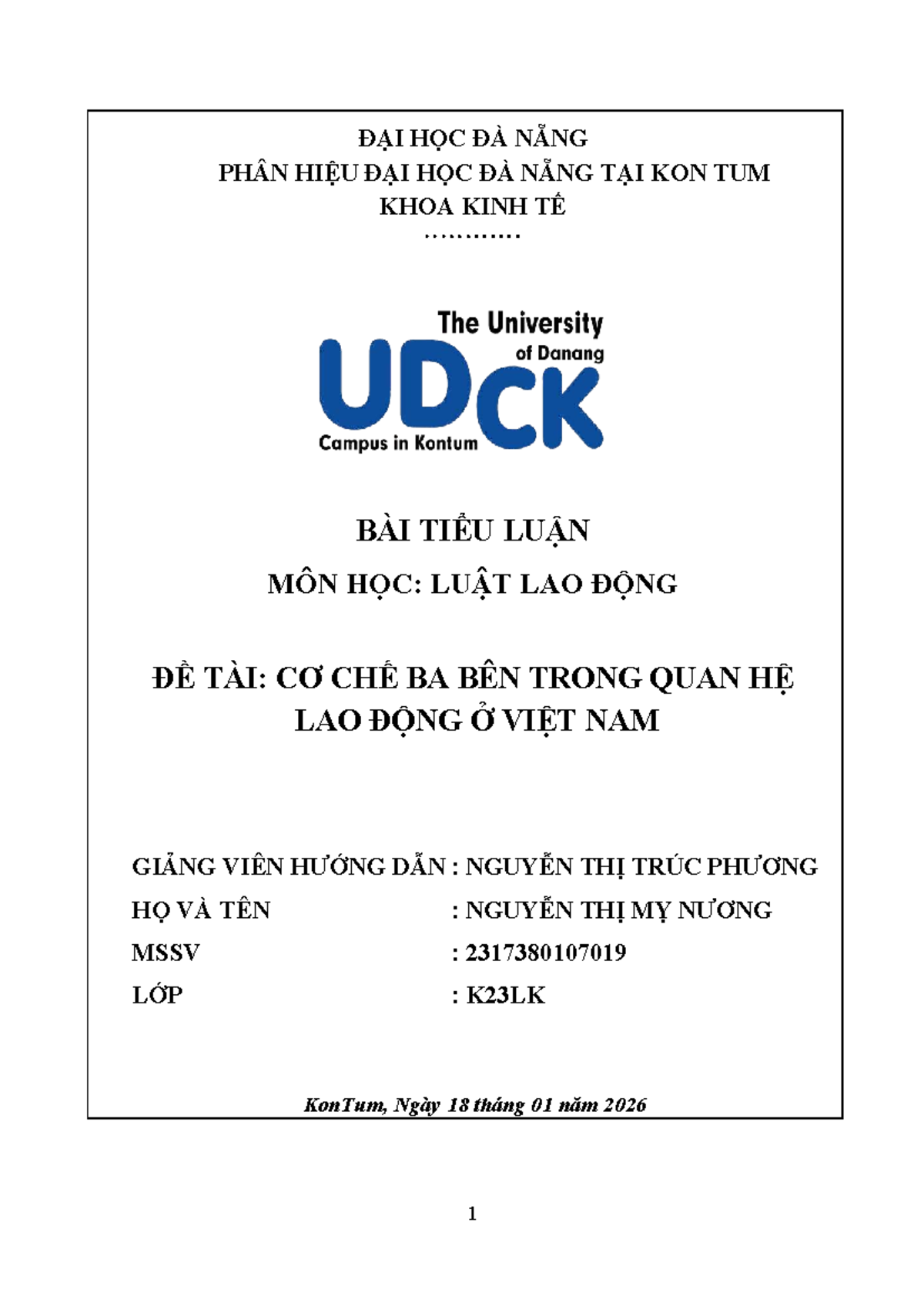 Bài Tiểu Luận Môn Luật Lao Động: Cơ Chế Ba Bên Trong Quan Hệ Lao Động ...