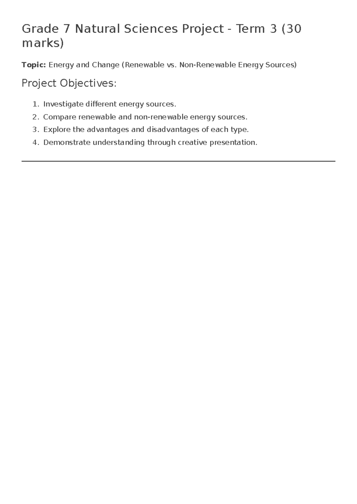 Grade 7 Natural Sciences Project: Energy & Heat Absorption Study - Studocu