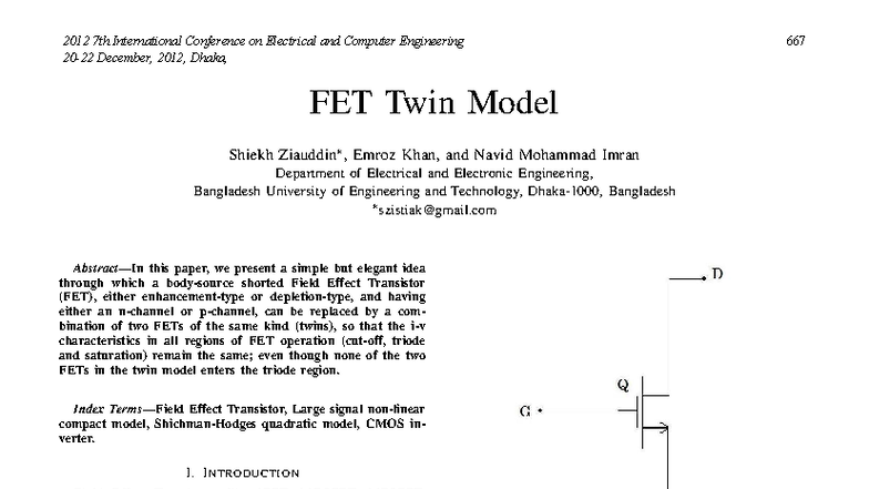 2012 7th Int. Conf. on Electrical & Computer Eng. - FET Twin Model ...