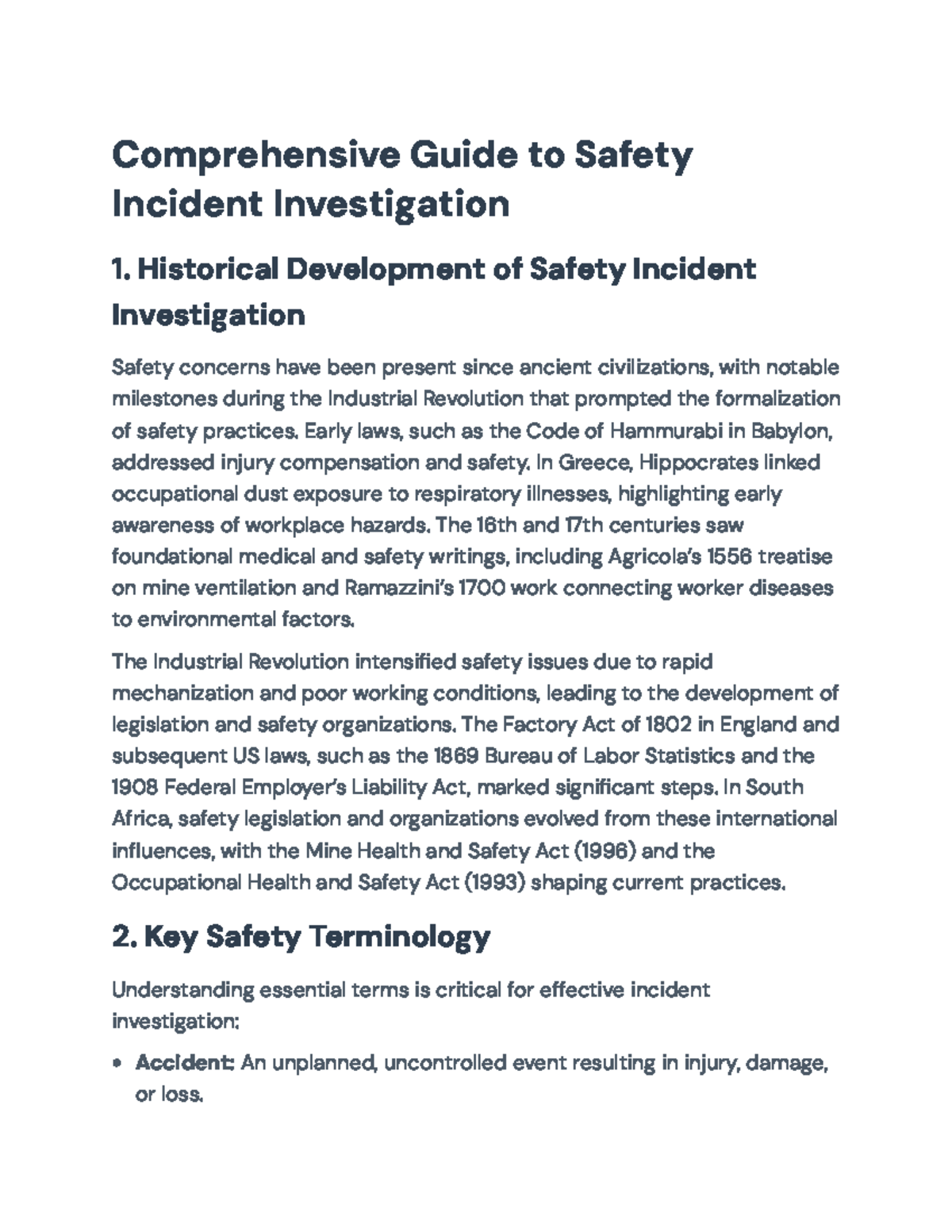 Comprehensive Guide to Safety Incident Investigation (OHS Act, 1993 ...