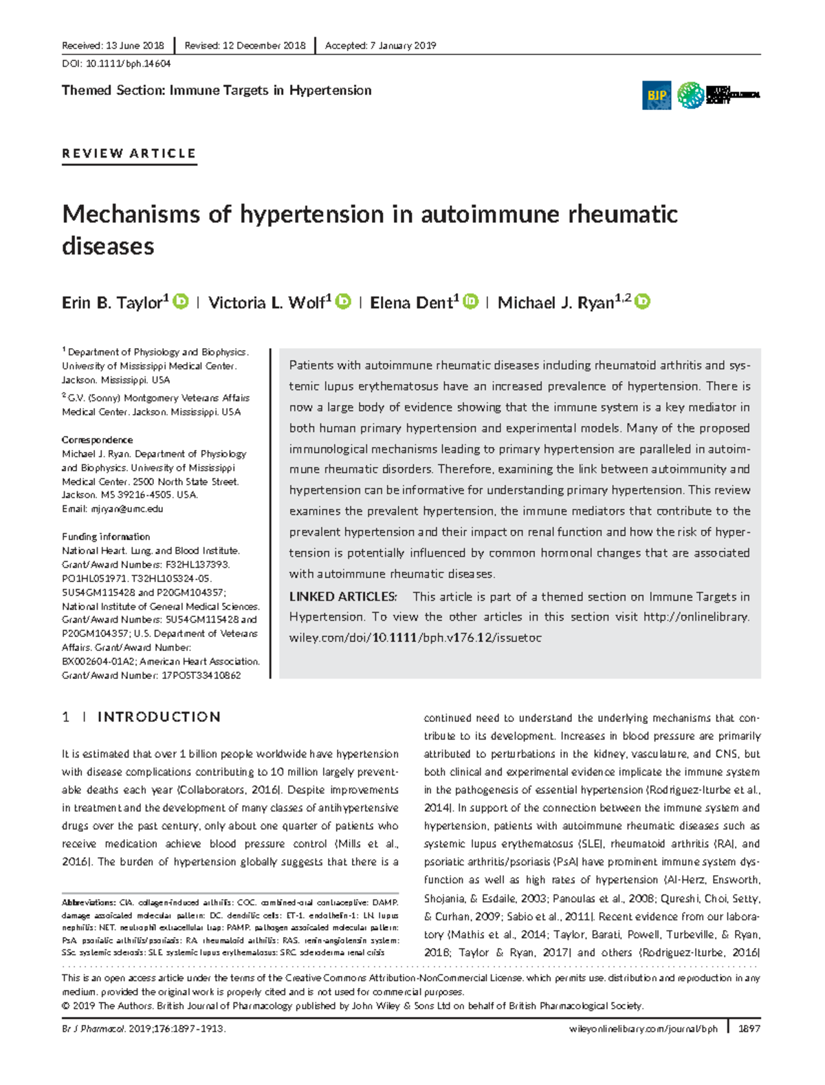 Mechanisms of Hypertension in Autoimmune Rheumatic Diseases (BPH-176 ...