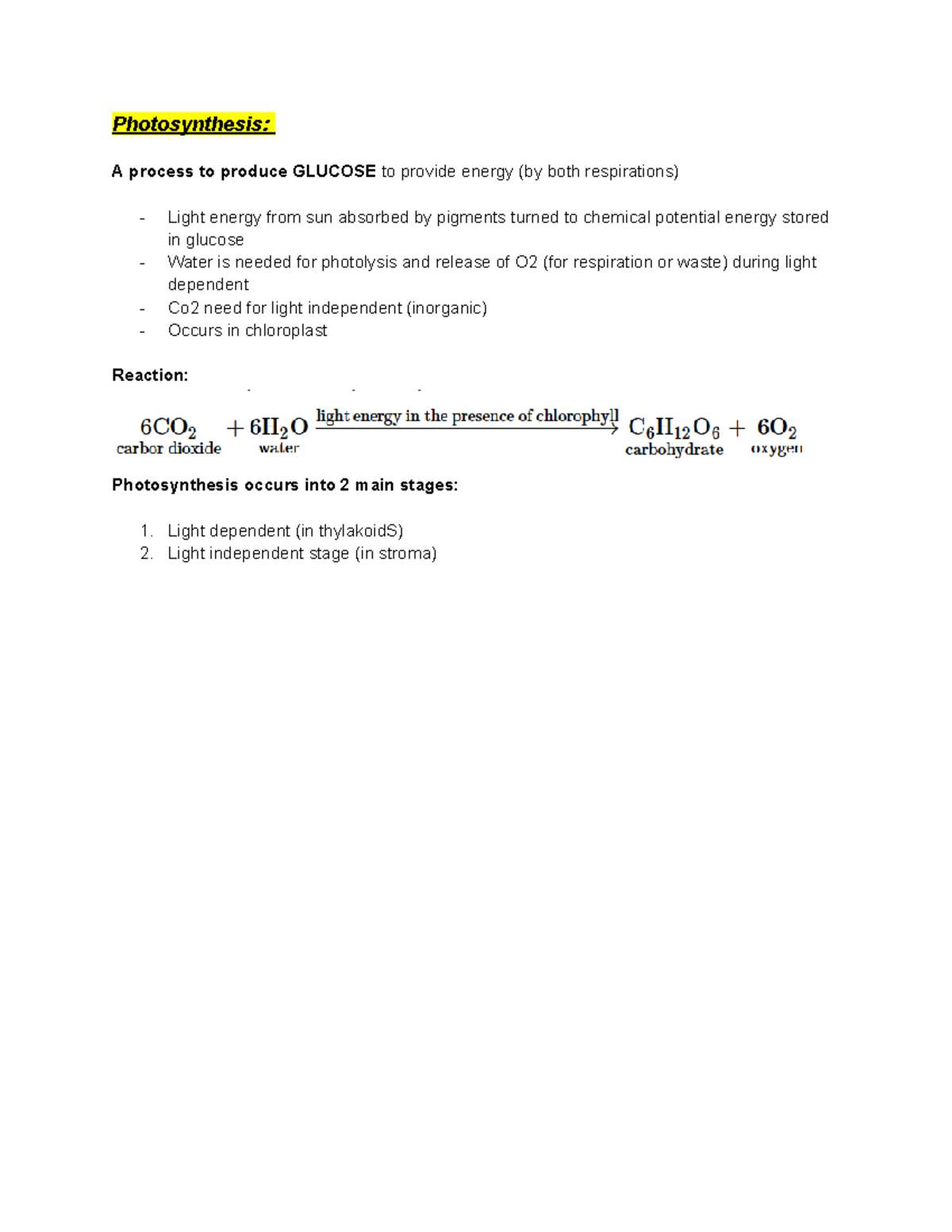 A2 Biology Revision: Photosynthesis Process and Chloroplast Structure ...