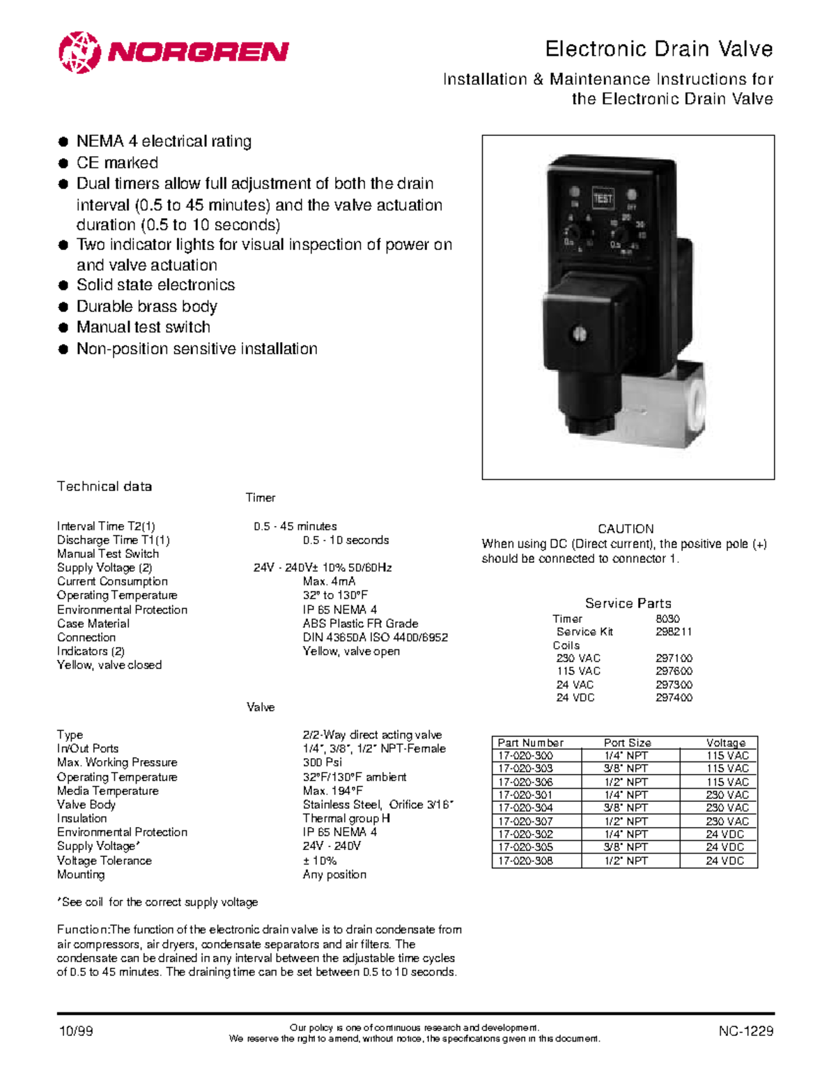 Electronic Drain Valve Installation & Maintenance Instructions DS 9-30 ...