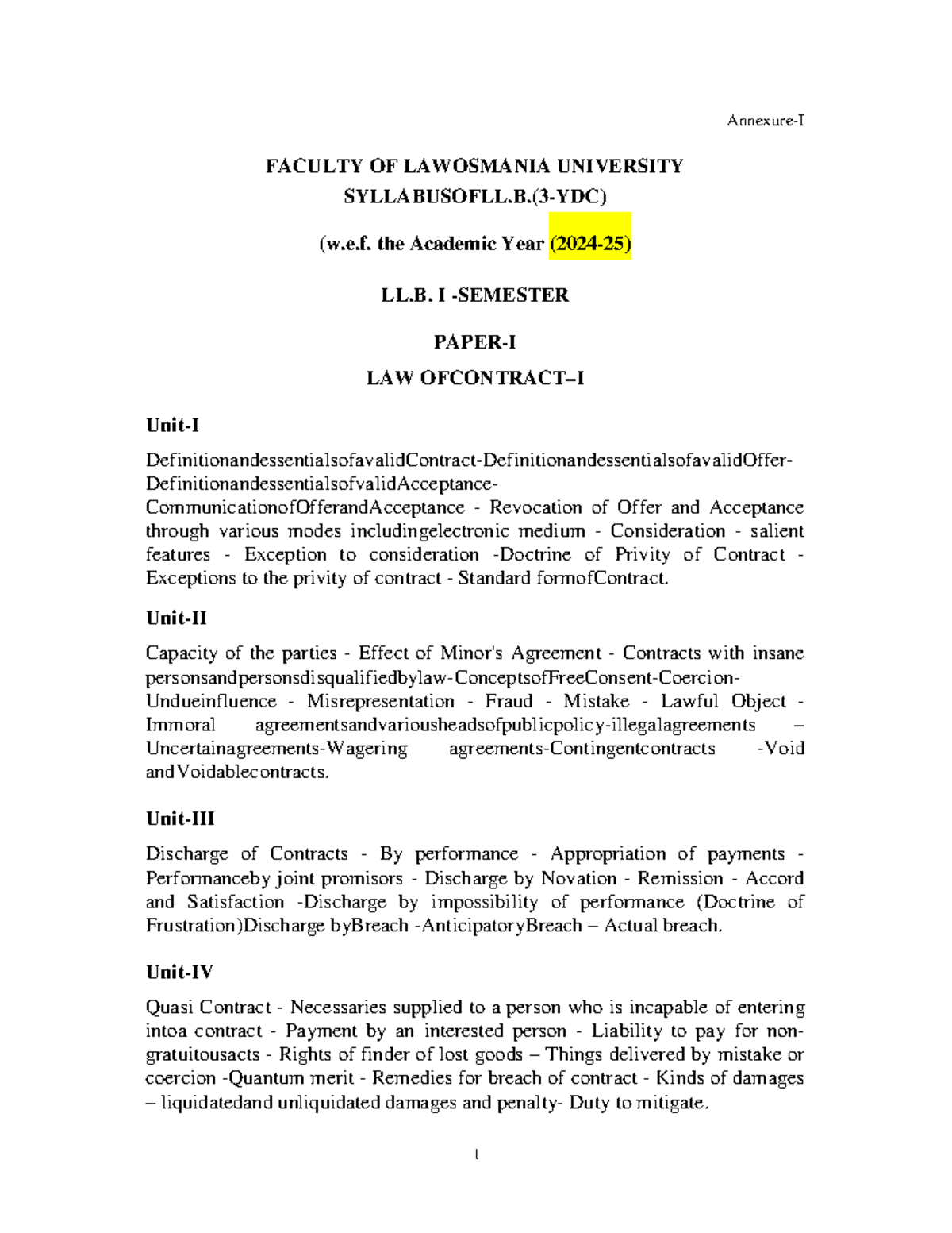 LLB 3YDC Syllabus 2024-2025: Comprehensive Course Overview - Studocu