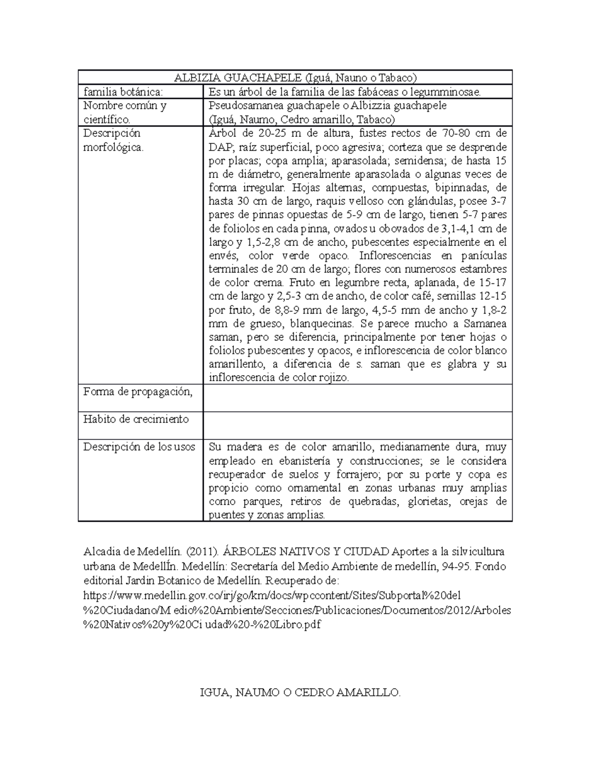Descripción y Características de Albizia Guachapele (IGUÁ, CEDRO ...
