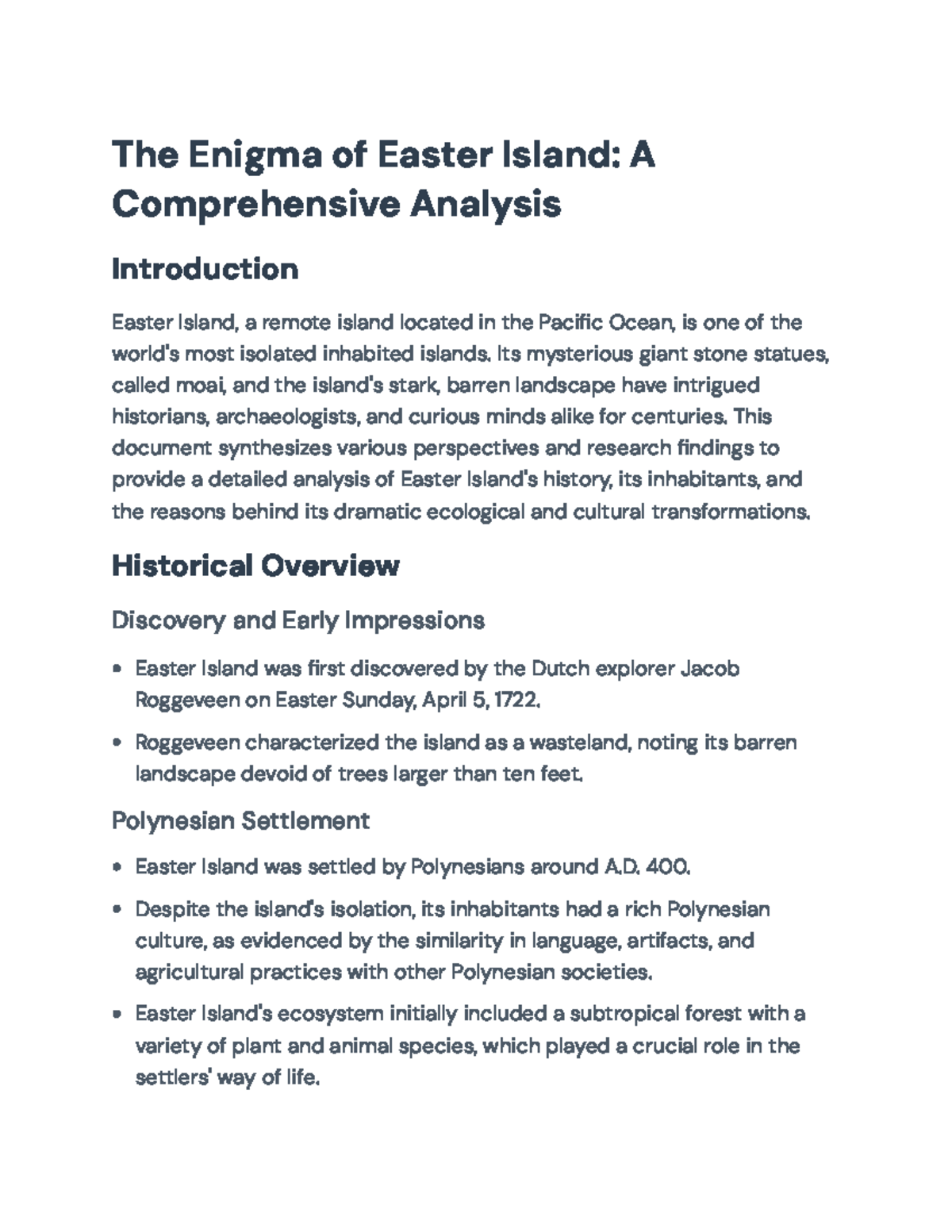 Easter Island: A Comprehensive Analysis of History & Ecological ...
