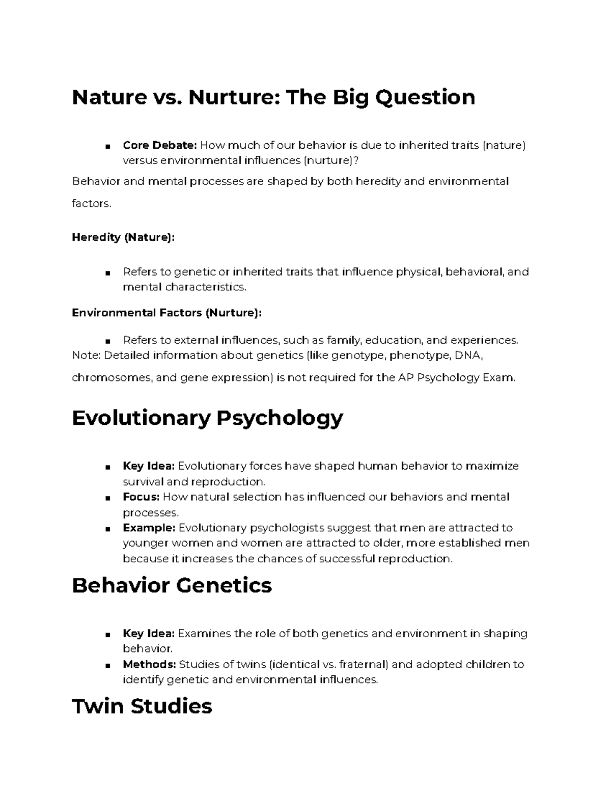 Unit 1: Nature vs. Nurture & Nervous System Overview in AP Psychology ...