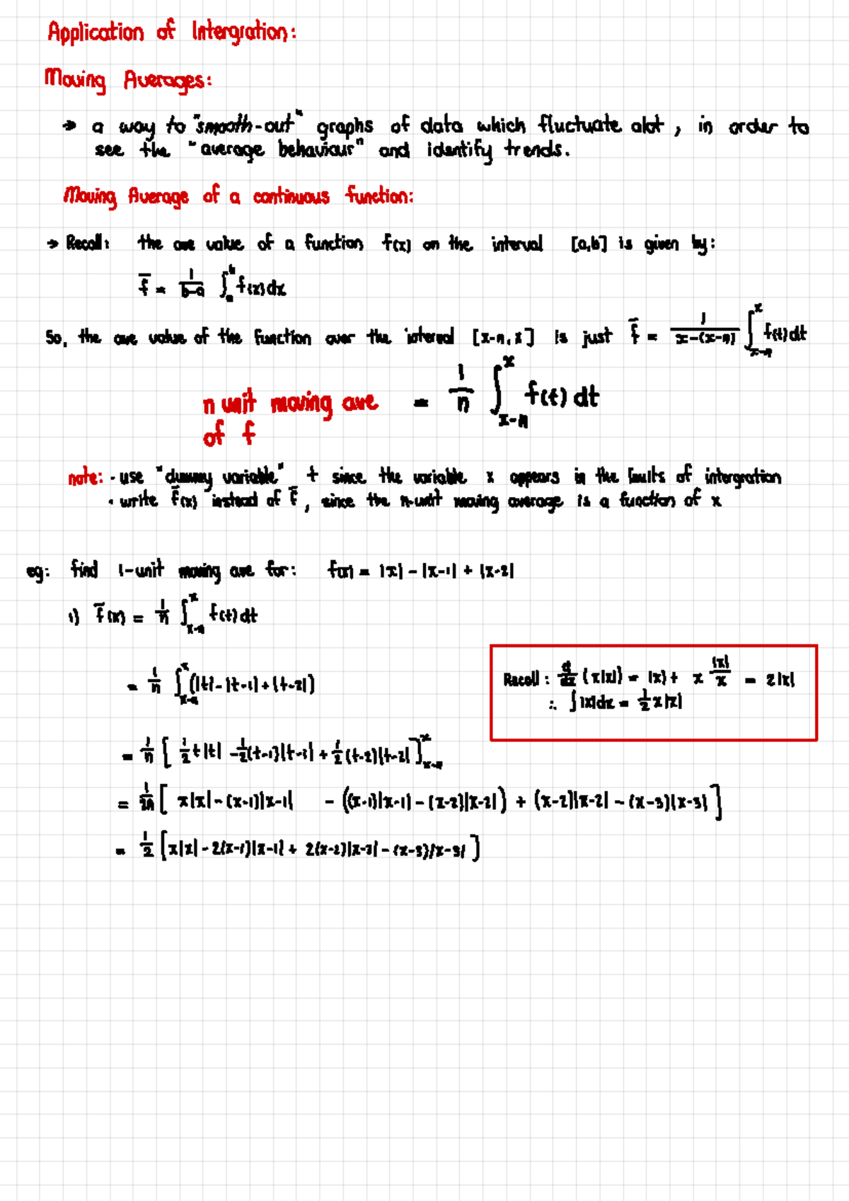 Application of Integration and Moving Averages in MAM1012S - Studocu