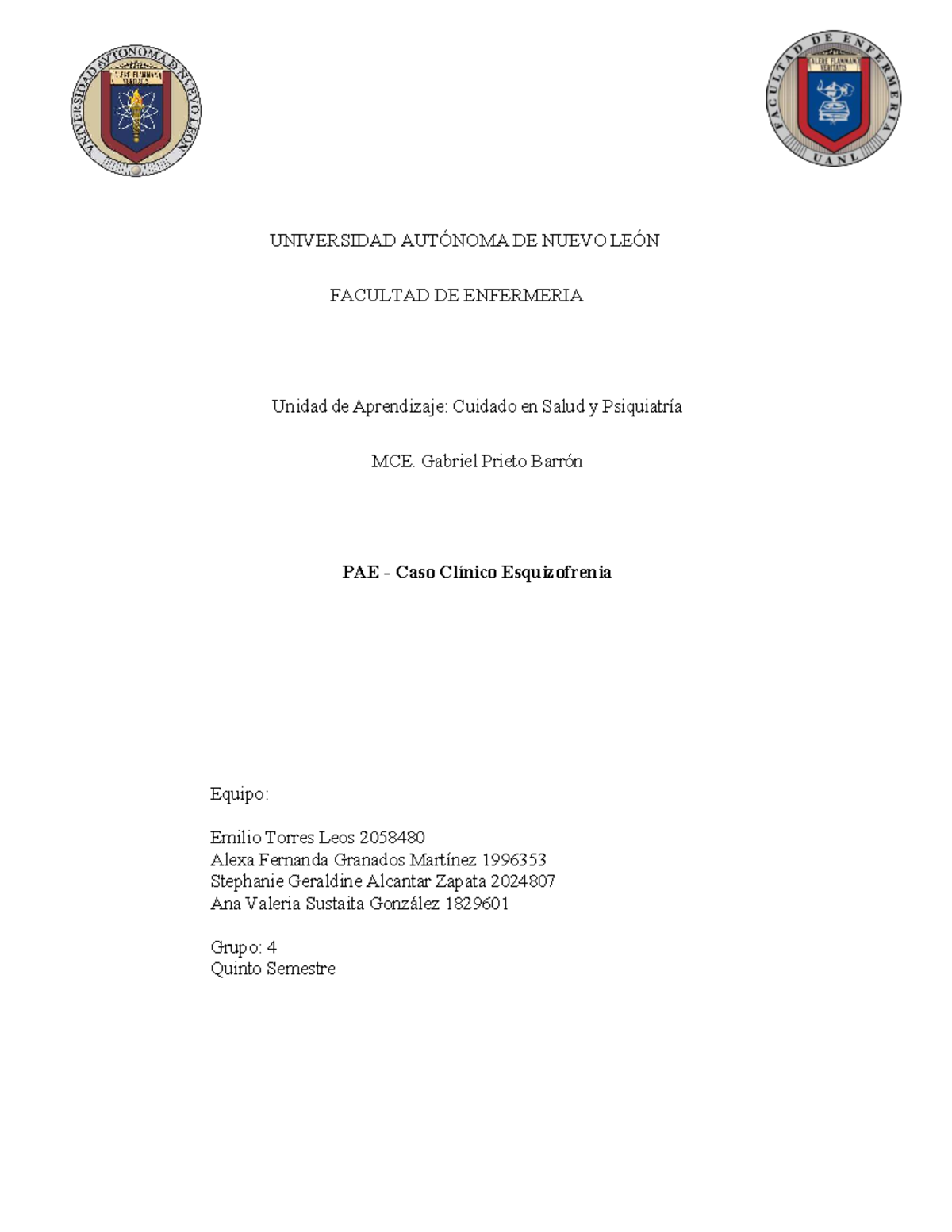 PAE Caso Clínico de Esquizofrenia - Cuidado en Salud y Psiquiatría ...