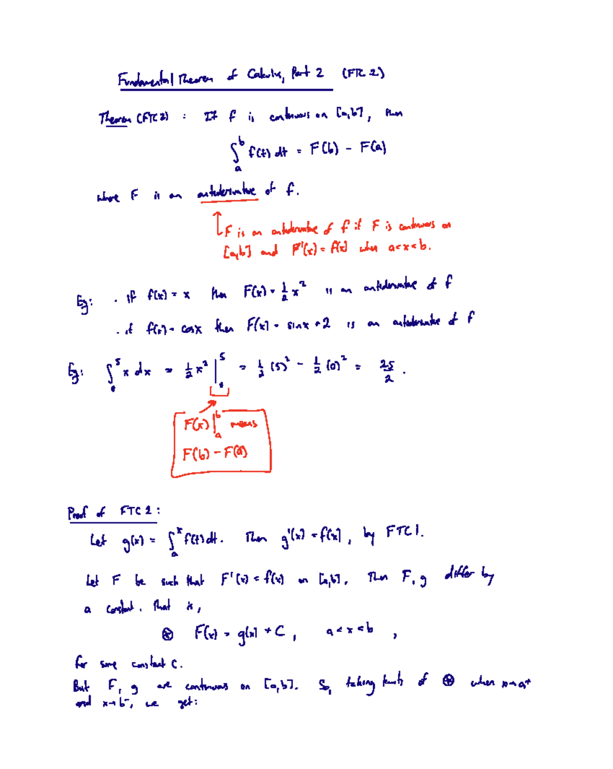 Note Nov 12, 2024 - dasd - Fundamental theorem of Calculus Part 2 FTC 2 ...