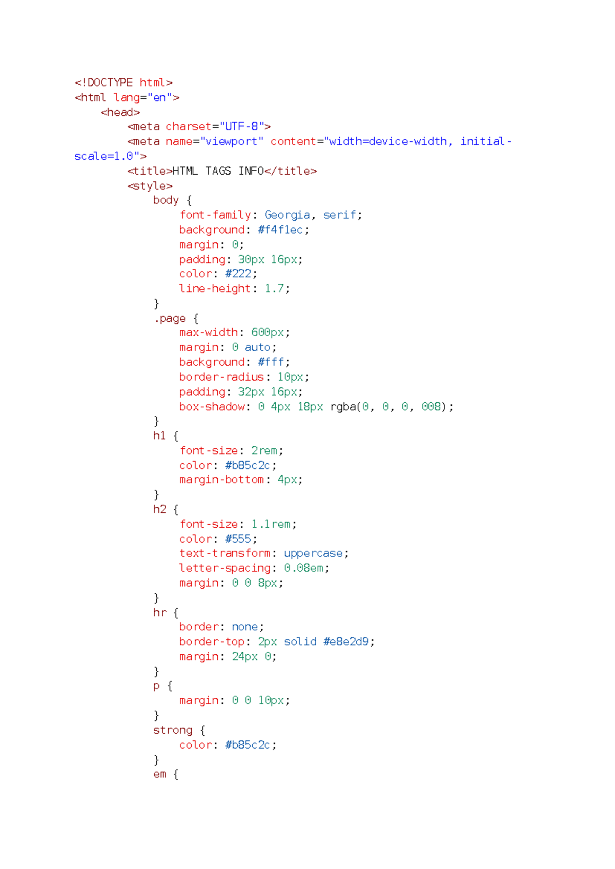Practical Guide to HTML Tags and CSS Styling - Studocu
