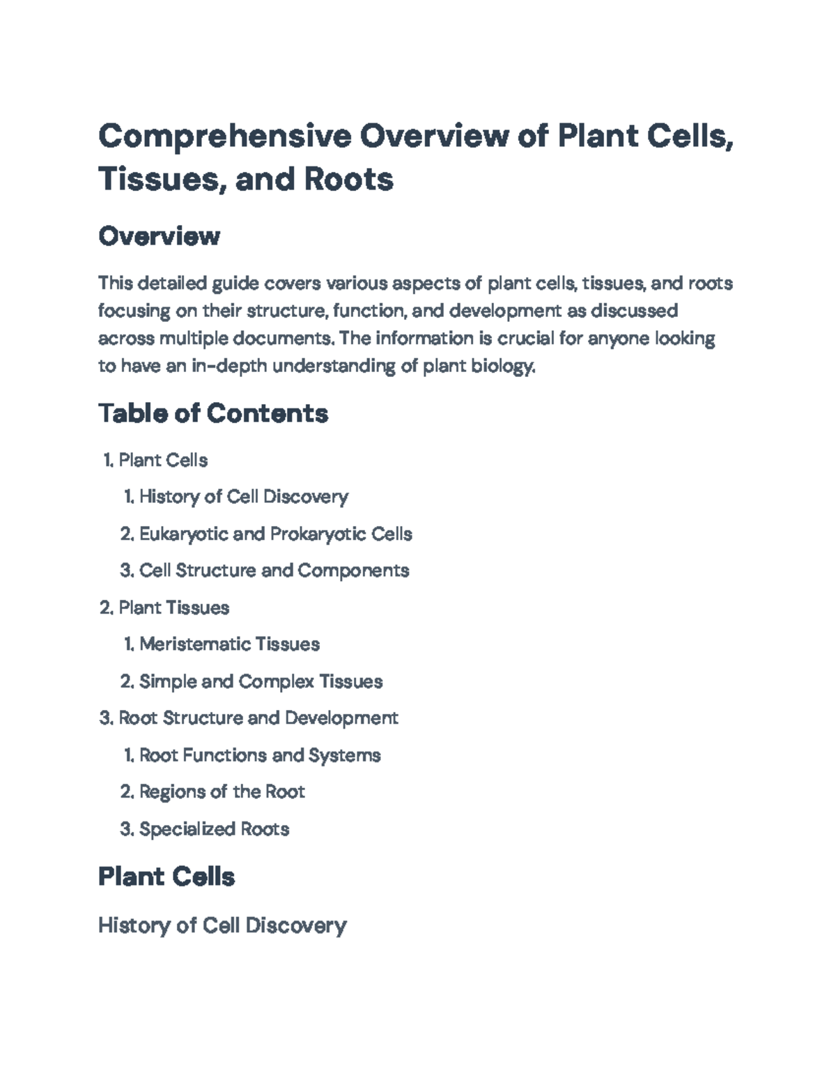 Comprehensive Guide on Plant Cells, Tissues, and Roots for Bio Course ...