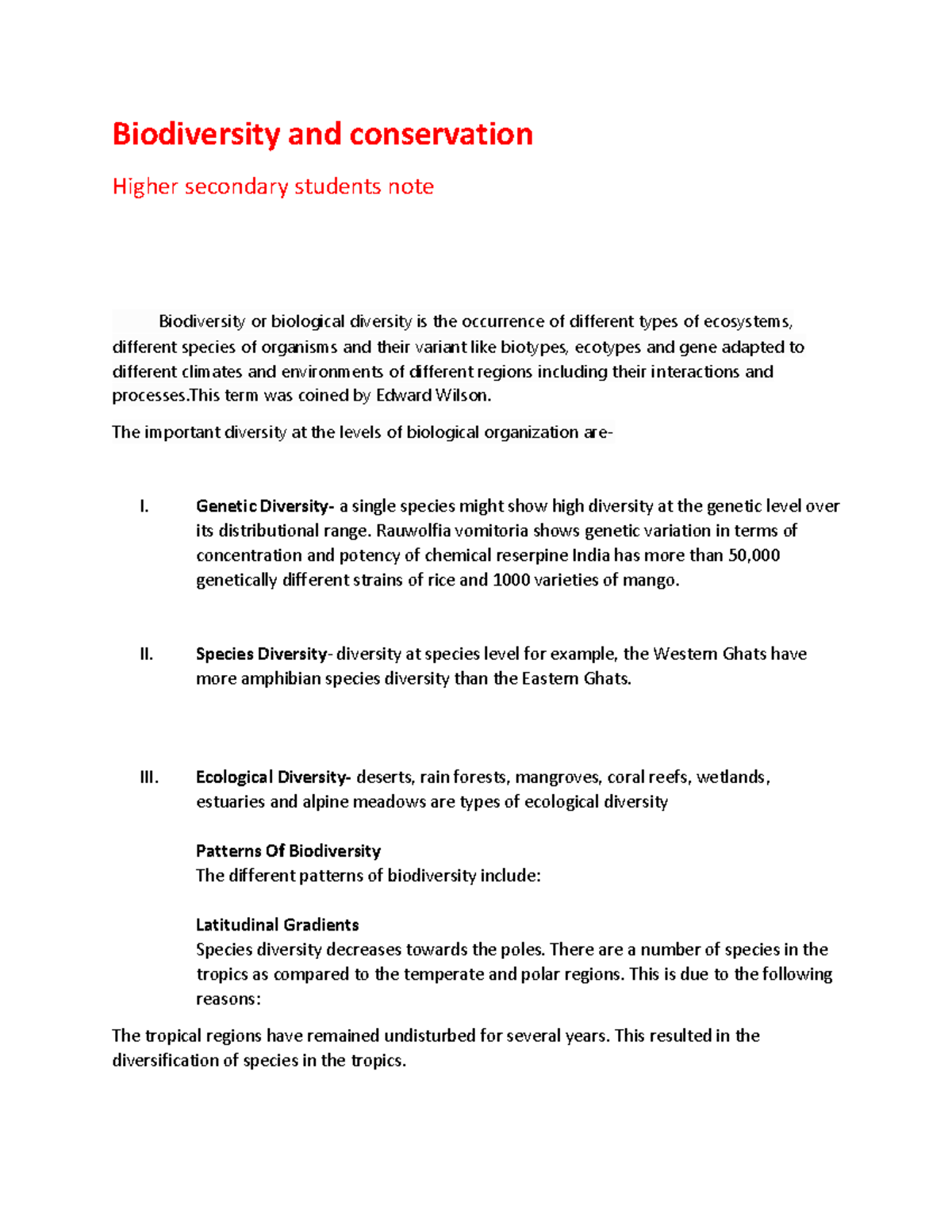 Biodiversity and conservation - Biodiversity and conservation Higher ...