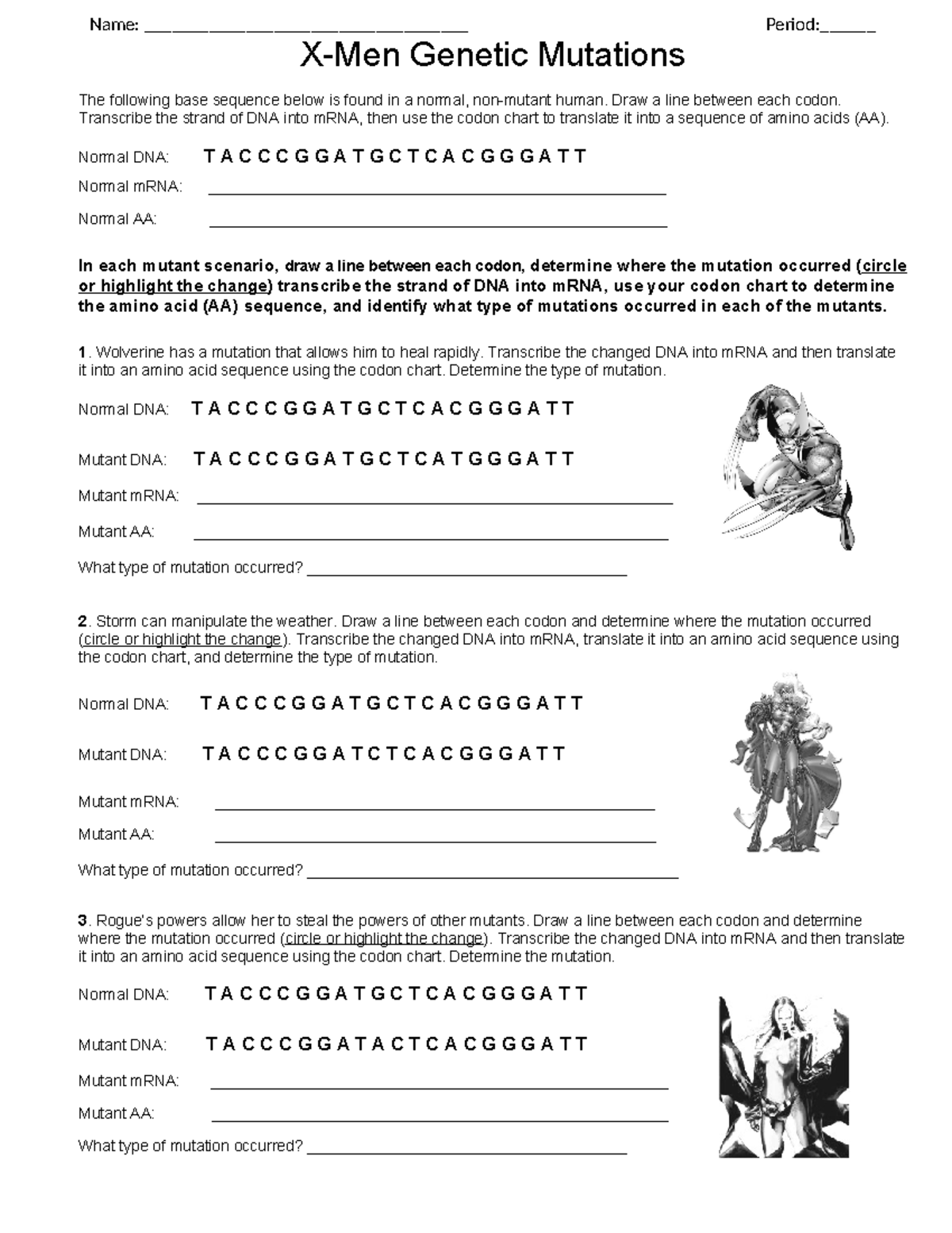 X-Men Genetics: Analyzing Mutations in Superhero DNA Sequences - Studocu