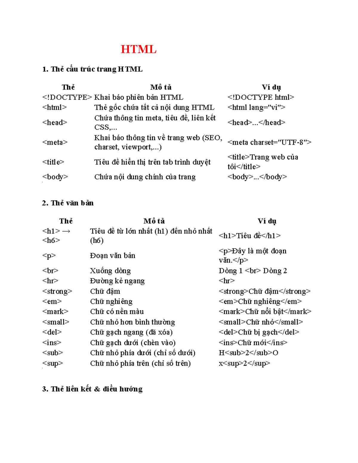HTML - Cấu trúc và Kiểu dáng Trang Web (HTML 1) - Studocu
