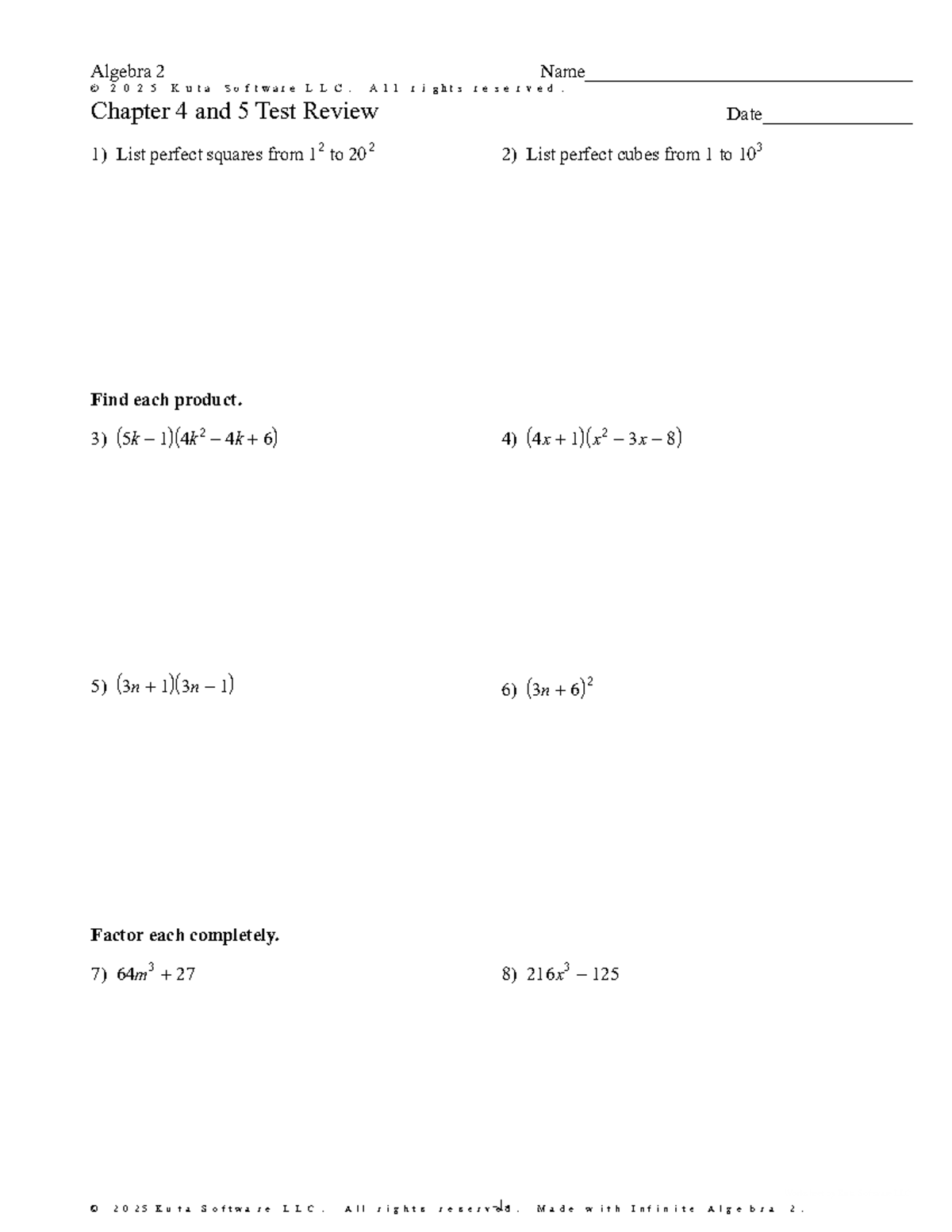 A2 Chapter 4 and 5 Test Review - ©N C 2 o 0 D 2 J 5 I IKzuGtPa^ PSFopf ...
