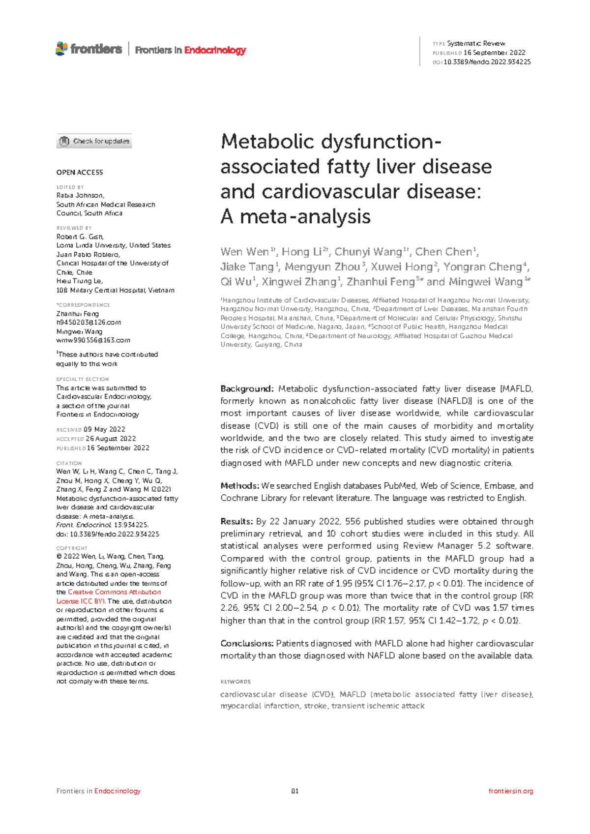 Metabolic Dysfunction-Associated Fatty Liver Disease & CVD: A Meta ...