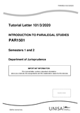 PAR1501 - Unisa - Paralegal studies - Studocu